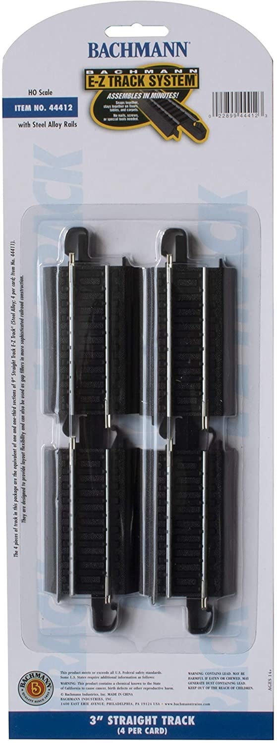 Bachmann 44412 - 3" Straight HO Scale EZ Track - Hub Hobby