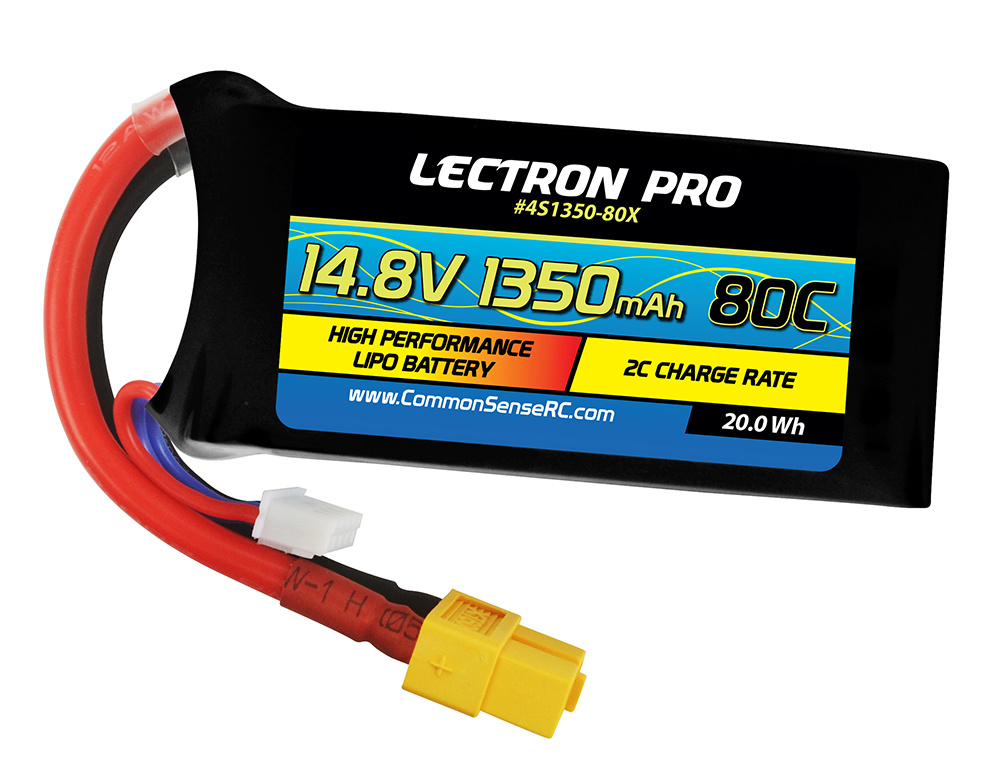 Lectron Pro 14.8V 1350mAh 80C Lipo Battery - Hub Hobby