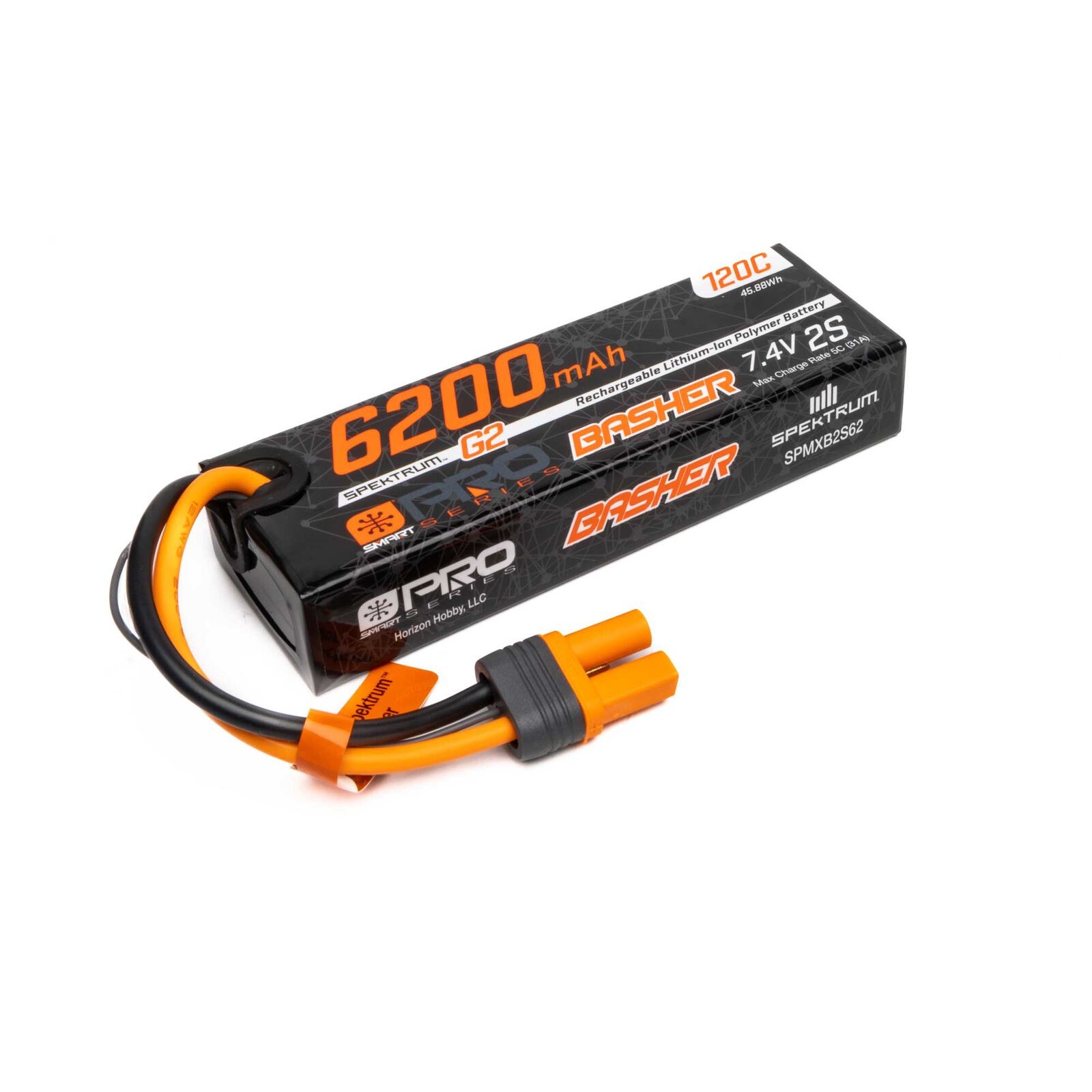 Spektrum SPMXB2S62 - 6200mAh 2S 7.4V 120C Smart Pro Basher LiPo: IC5 ...