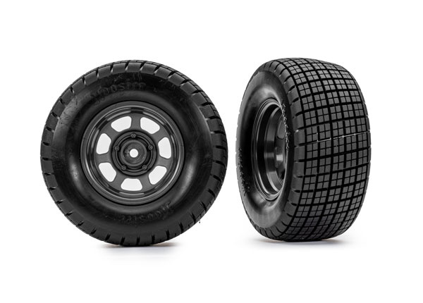 Traxxas 10473 - Dirt Oval Hoosier Tires & Wheels 2WD Front - Hub Hobby