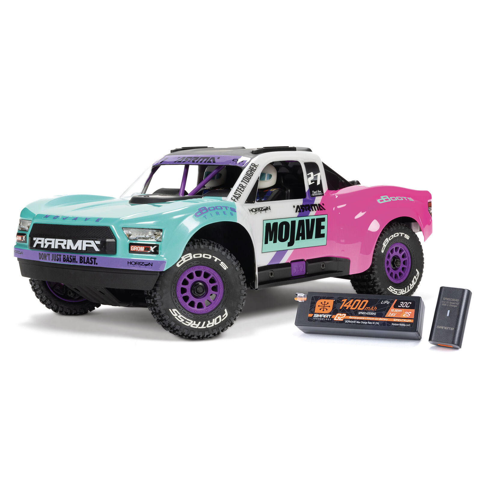 Arrma ARA2304ST1 - 1/18 Mojave GROM 4X4 223S BLX Truck - Teal - Hub Hobby