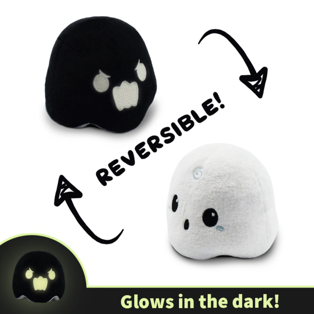 Reversible Ghost Plush WH BK - Recess Games LLC