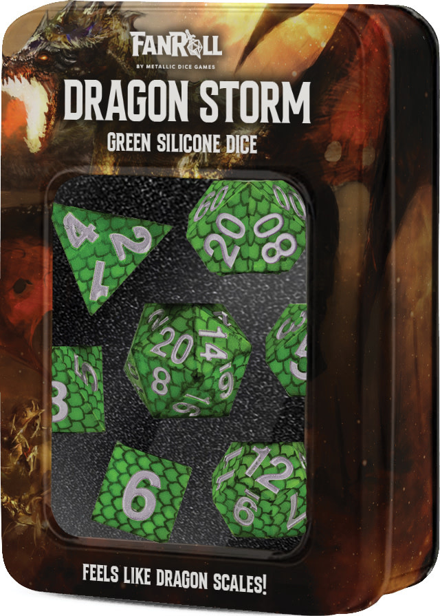 Dragon Storm Silicone Dice Set Green Dragon Scales - Recess Games LLC