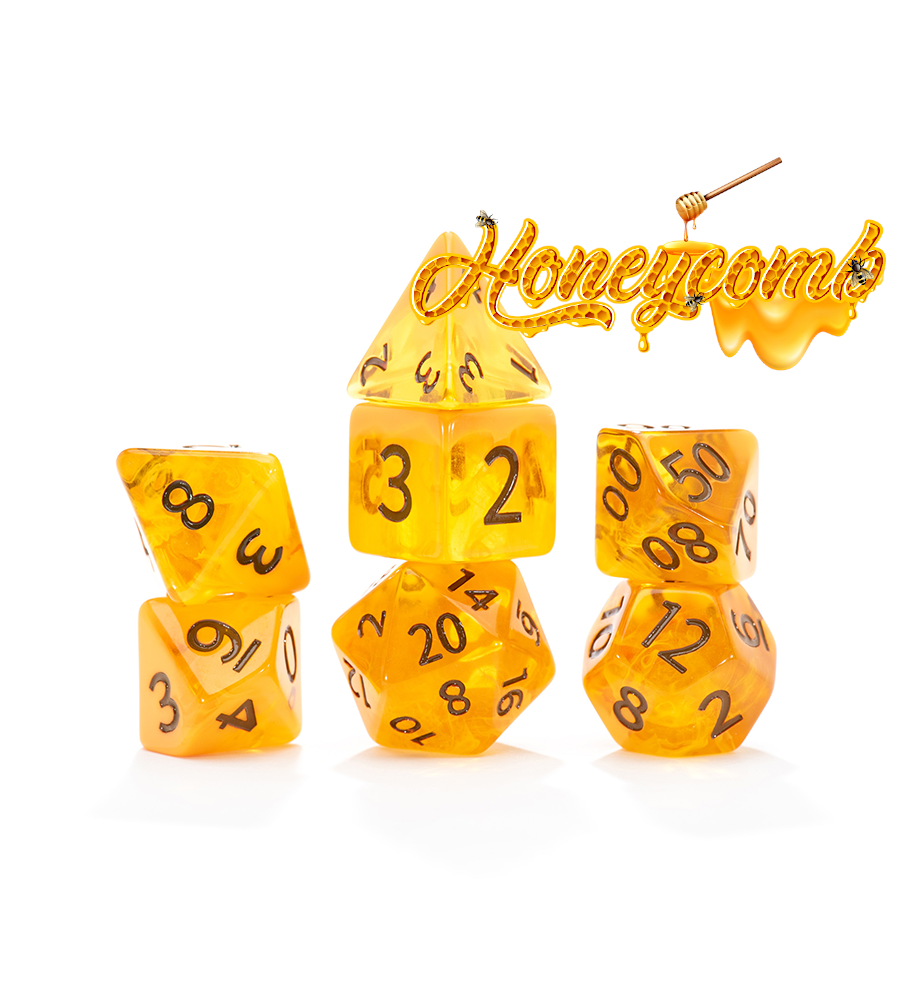 Flowstone Dice - 'Honeycomb' 7-Die Set - Recess Games LLC