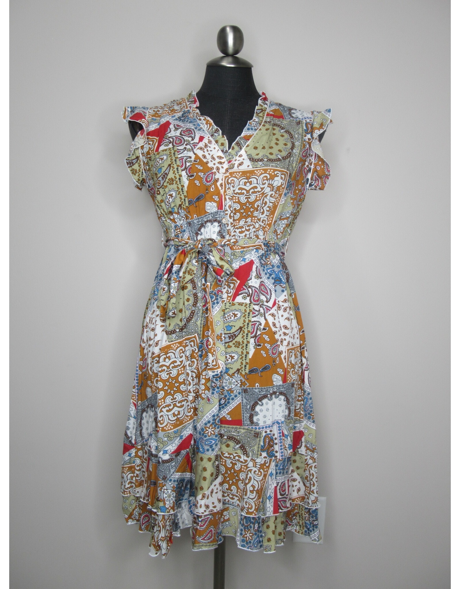 Papillon - Patchwork Print Dress - Luna Blue