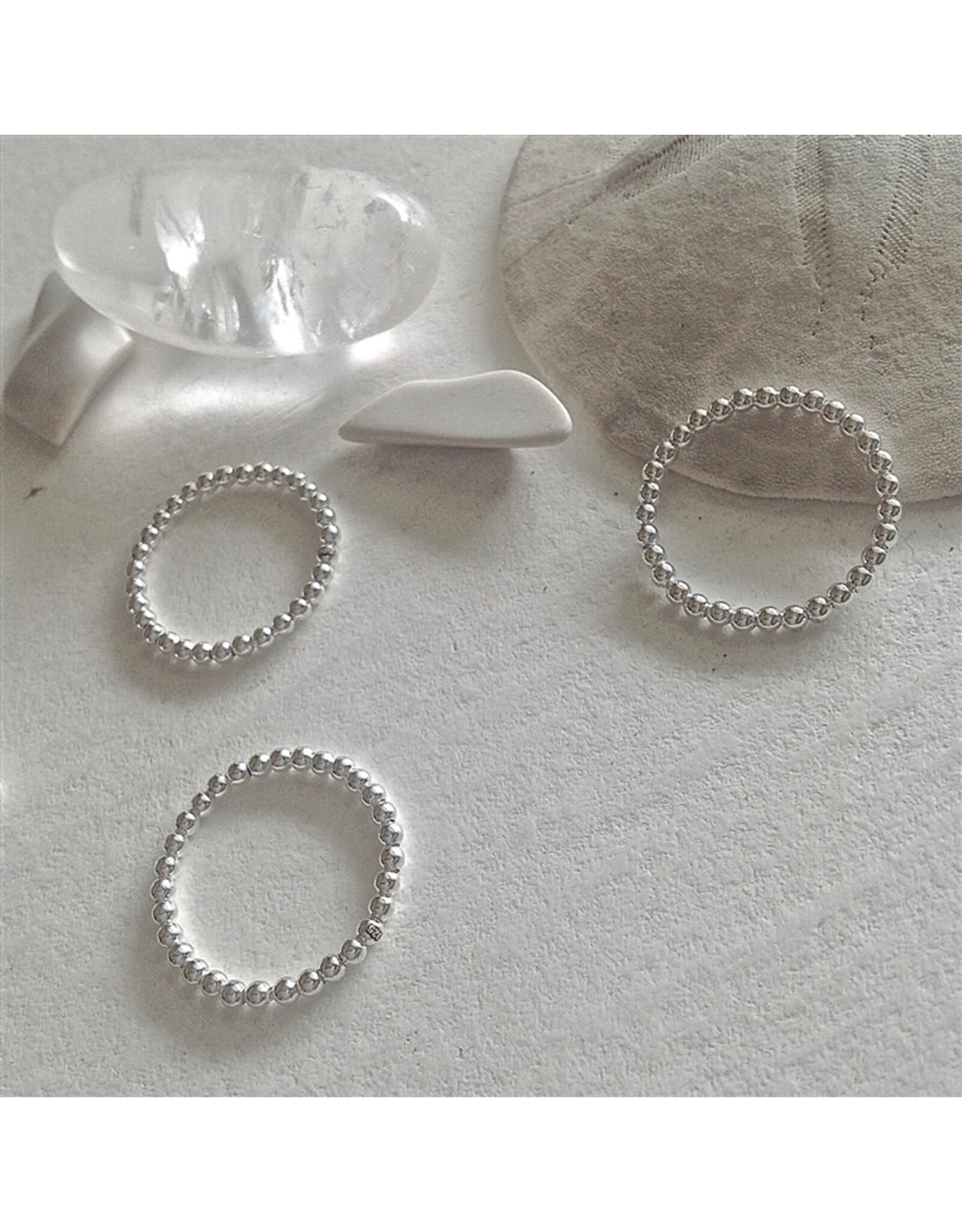 Pika & Bear - "Nala" Spinning Ball Ring In Sterling Silver - Luna Blue