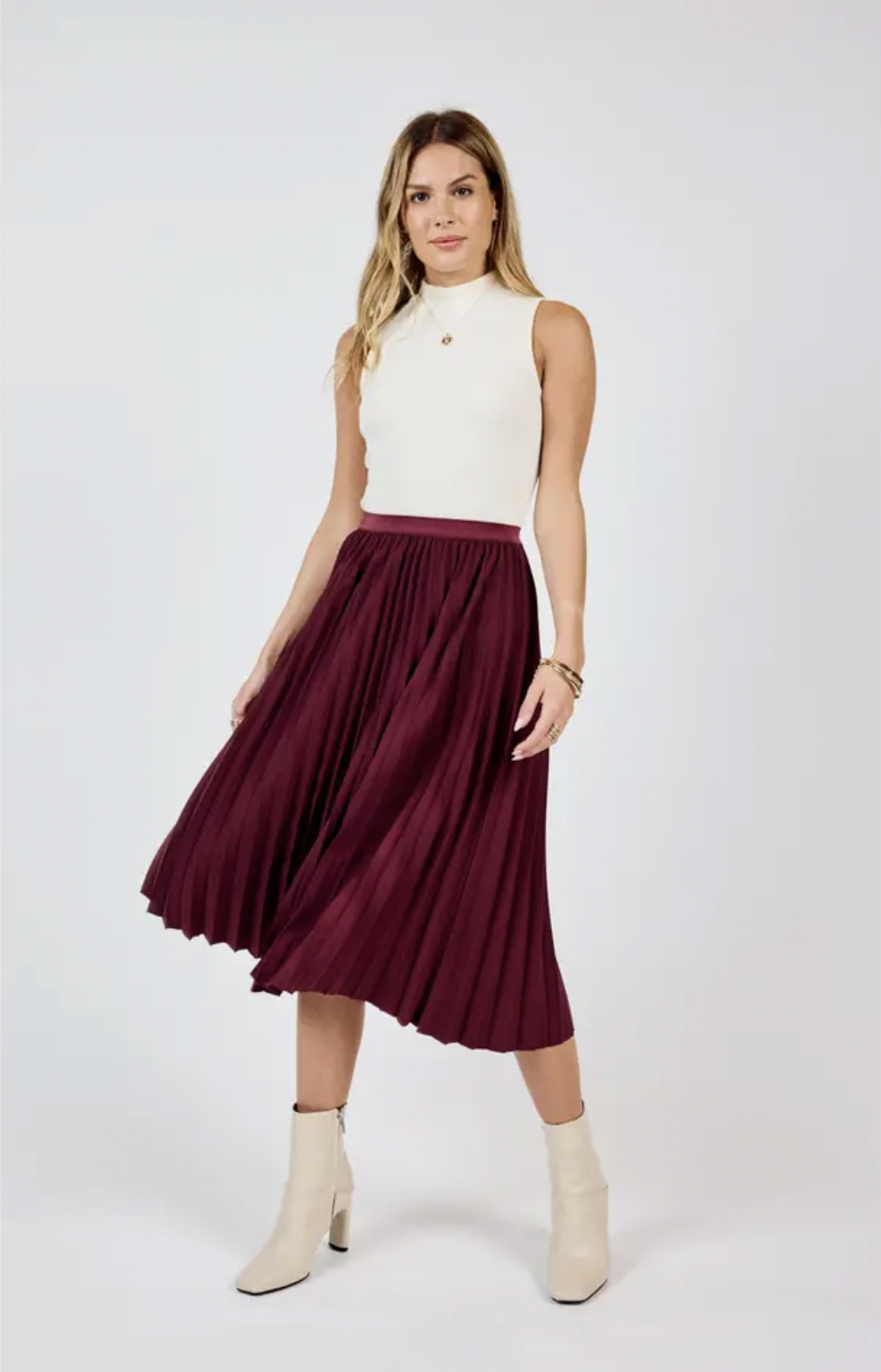 Sadie & Sage - Rest Easy Mock Neck Knit Tank (Ivory) - Luna Blue