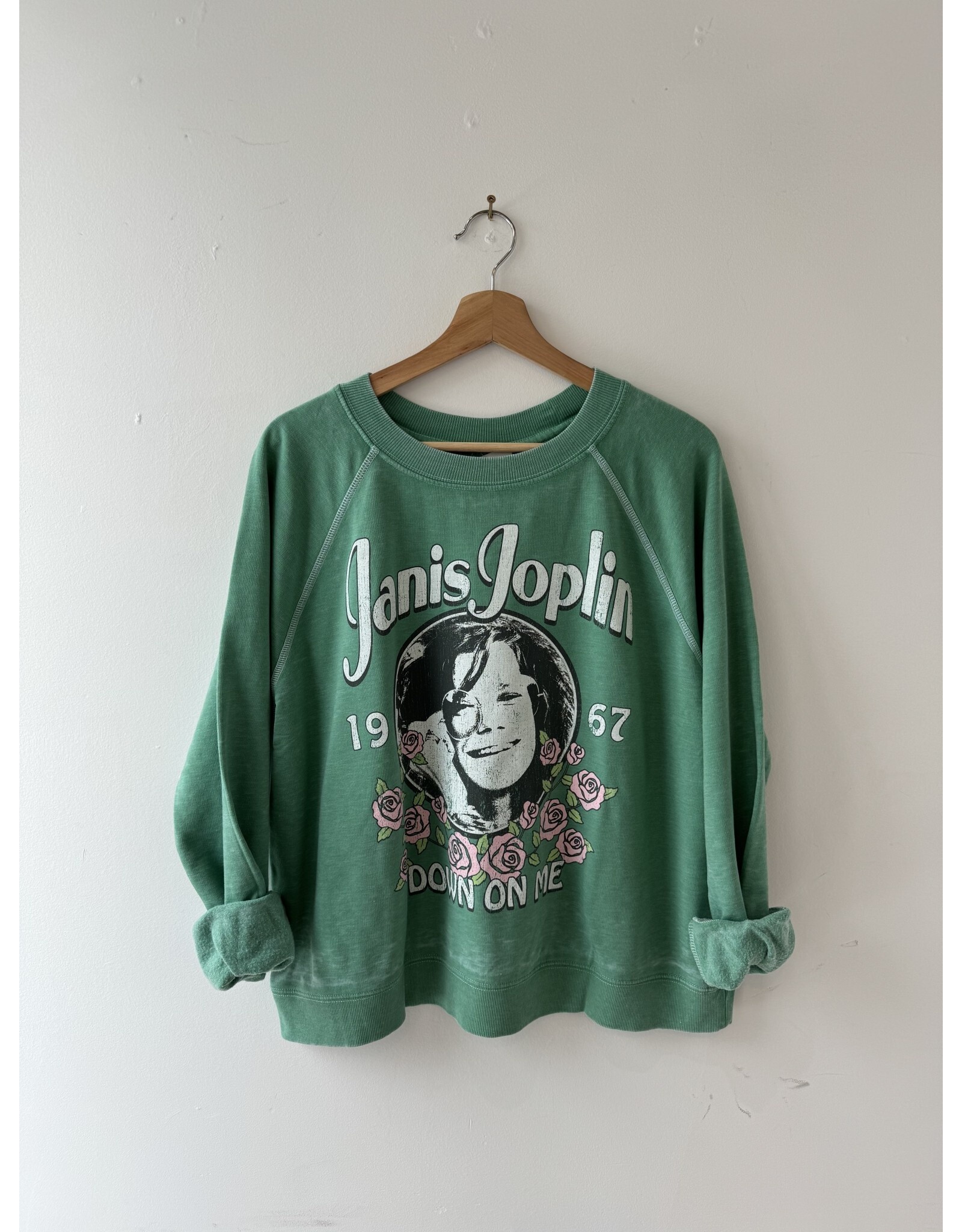 Recycled Karma - Janis Joplin Down On Me Sweatshirt - Luna Blue