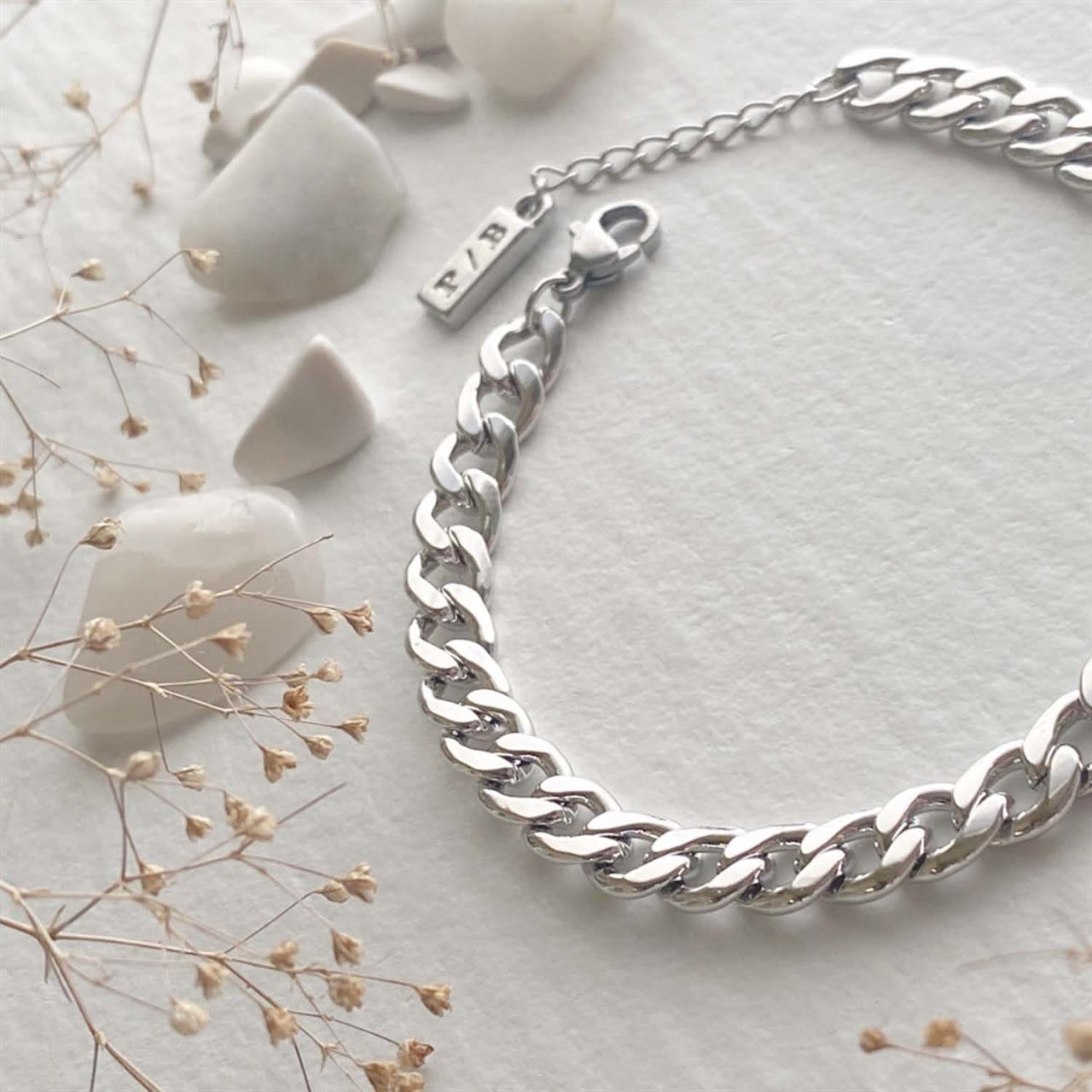 Pika & Bear - "Billy" Large Link Curb Chain Anklet - Luna Blue