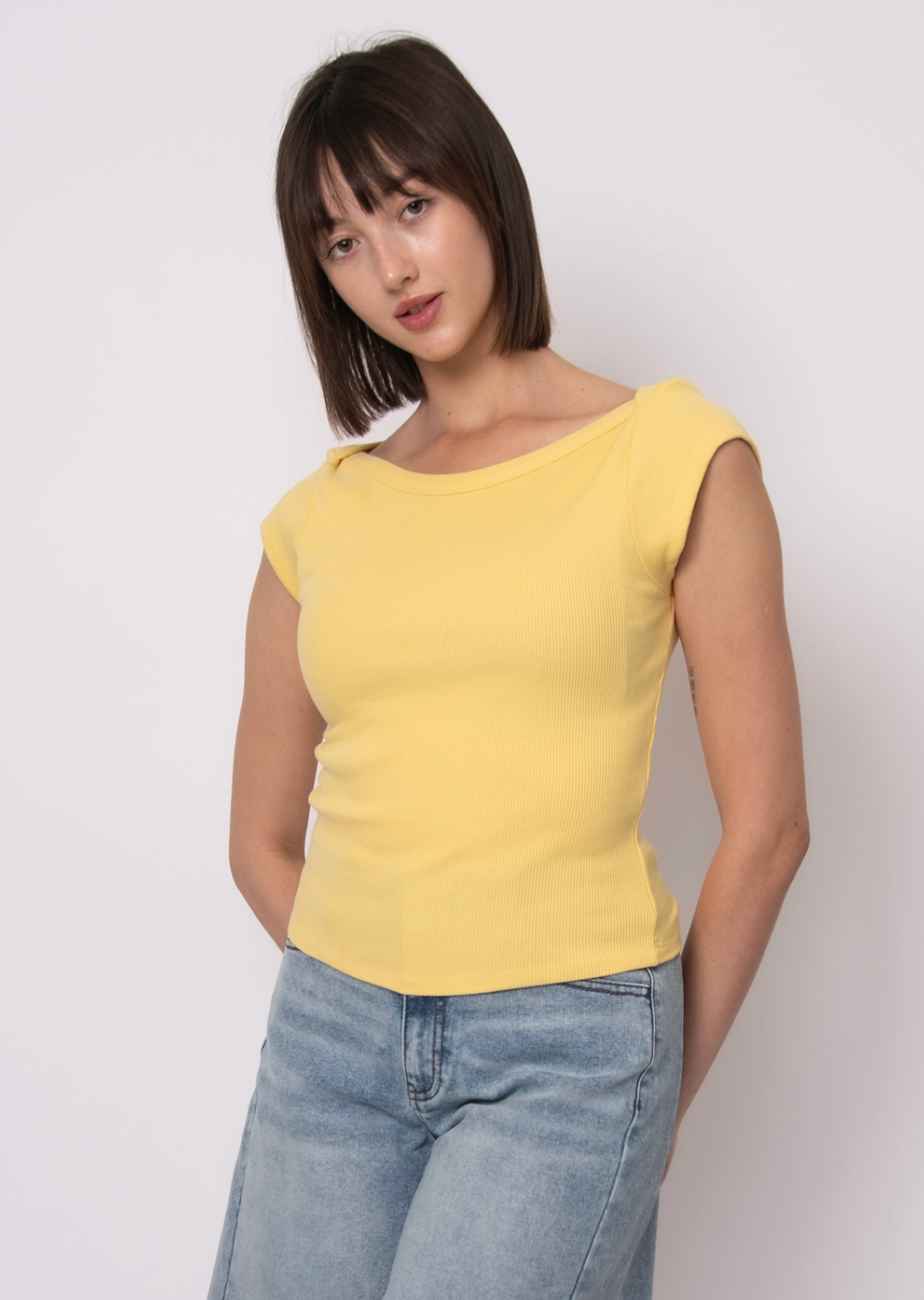 RD Style - Kelly Boat Neck Cap Sleeve (Corn) - Luna Blue