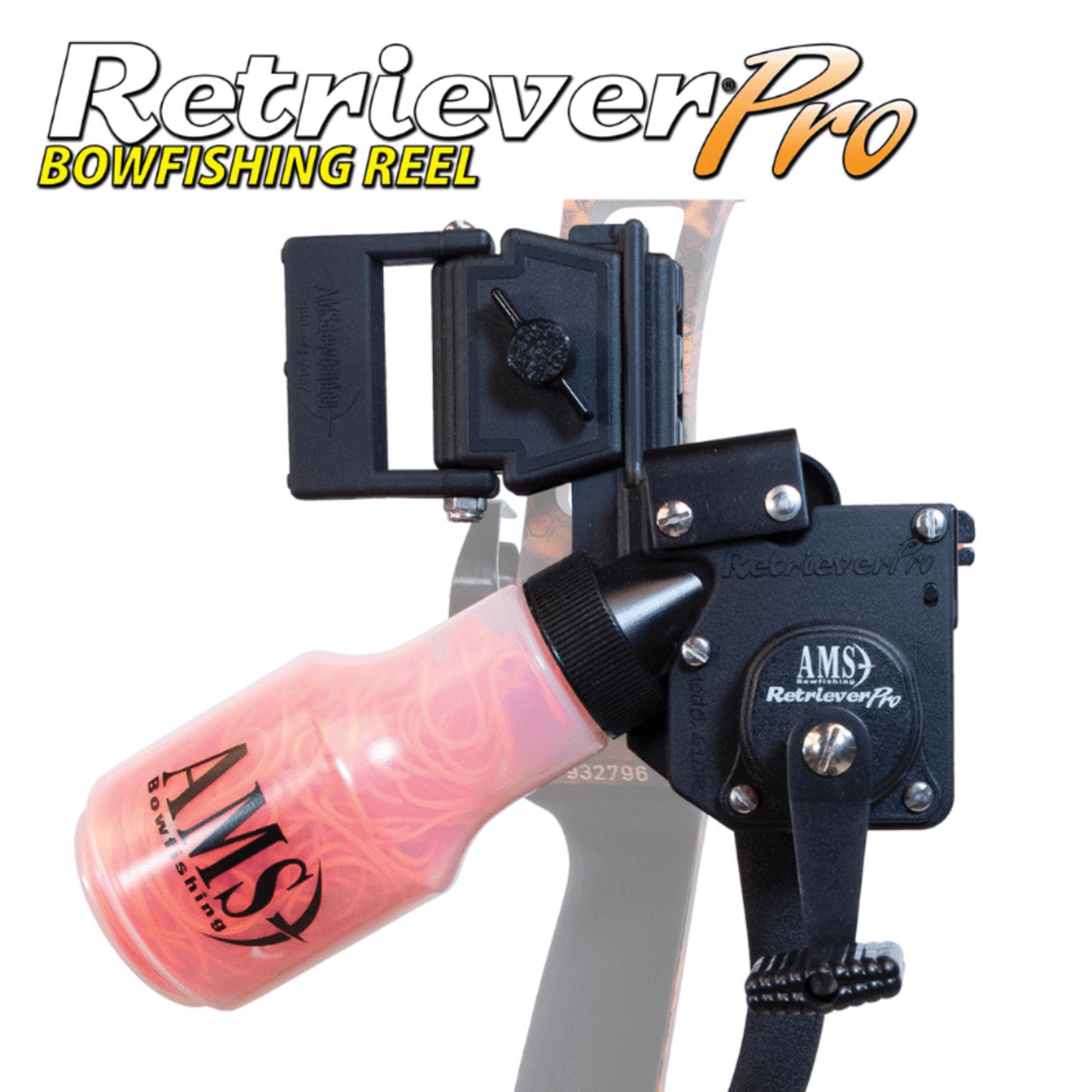 AMS Bow Fishing Retriever Pro LH, 25 Yard, #200 Orange Line - JC's Outdoors