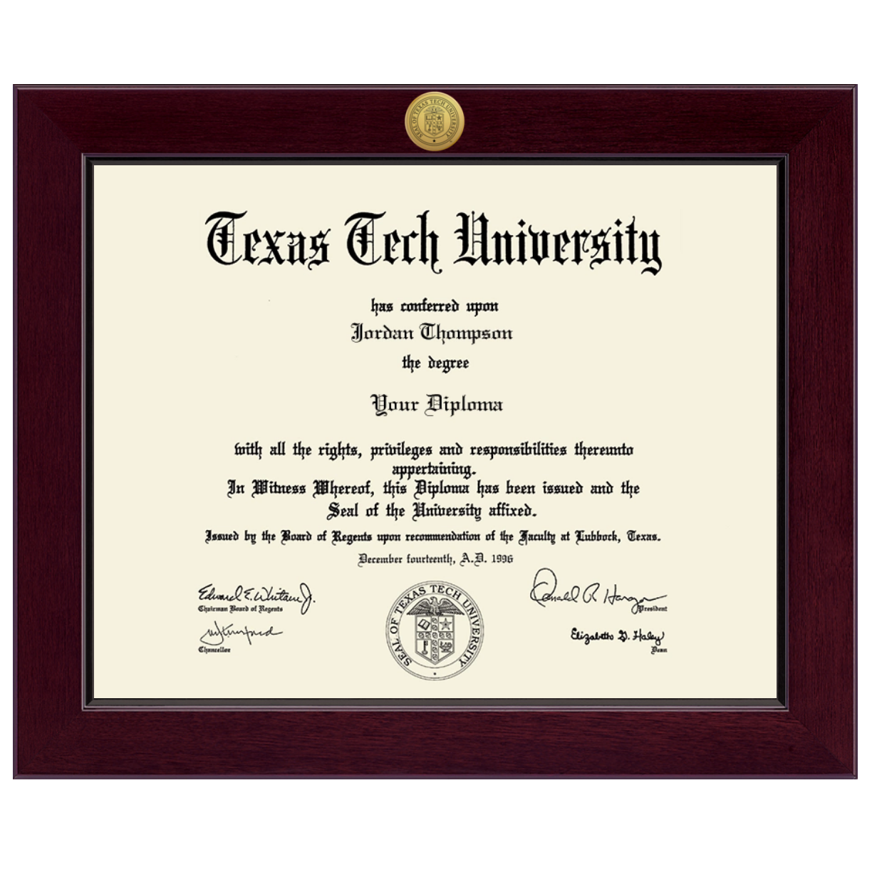 Century Engraved Gold Diploma Frame - The Matador