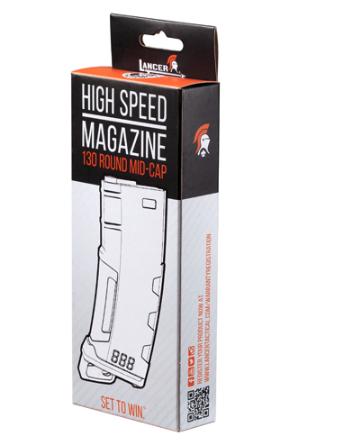 Lancer Tactical 130 Round High Speed Magazine (Black) - US Airsoft, Inc.