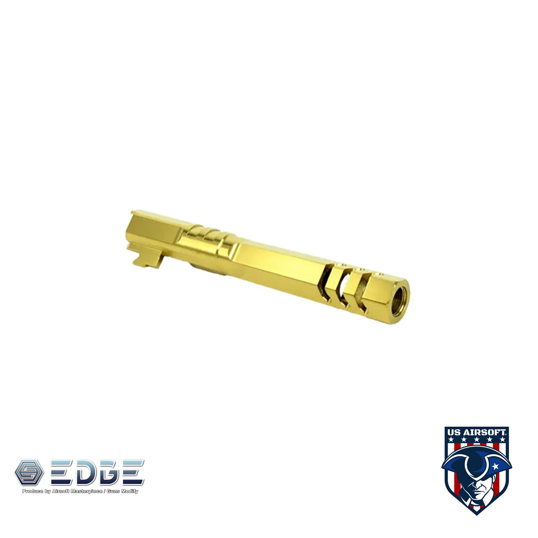 EDGE “HEXA” Steel Outer Barrel For Hi Capa - Gold - US Airsoft, Inc.