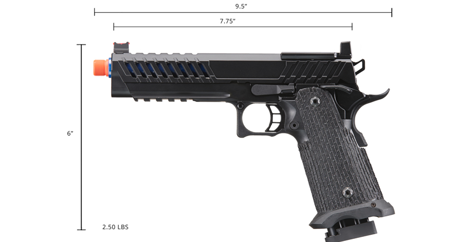 Lancer Tactical Knightshade Hi-Capa Gas Blowback Airsoft Pistol w/ Red ...