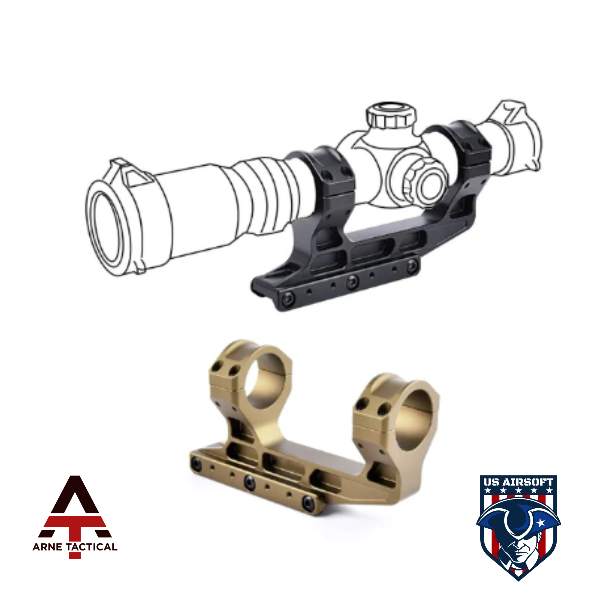 Arne Tactical LPVO Style Scope Mount (Dark Earth) - US Airsoft, Inc.