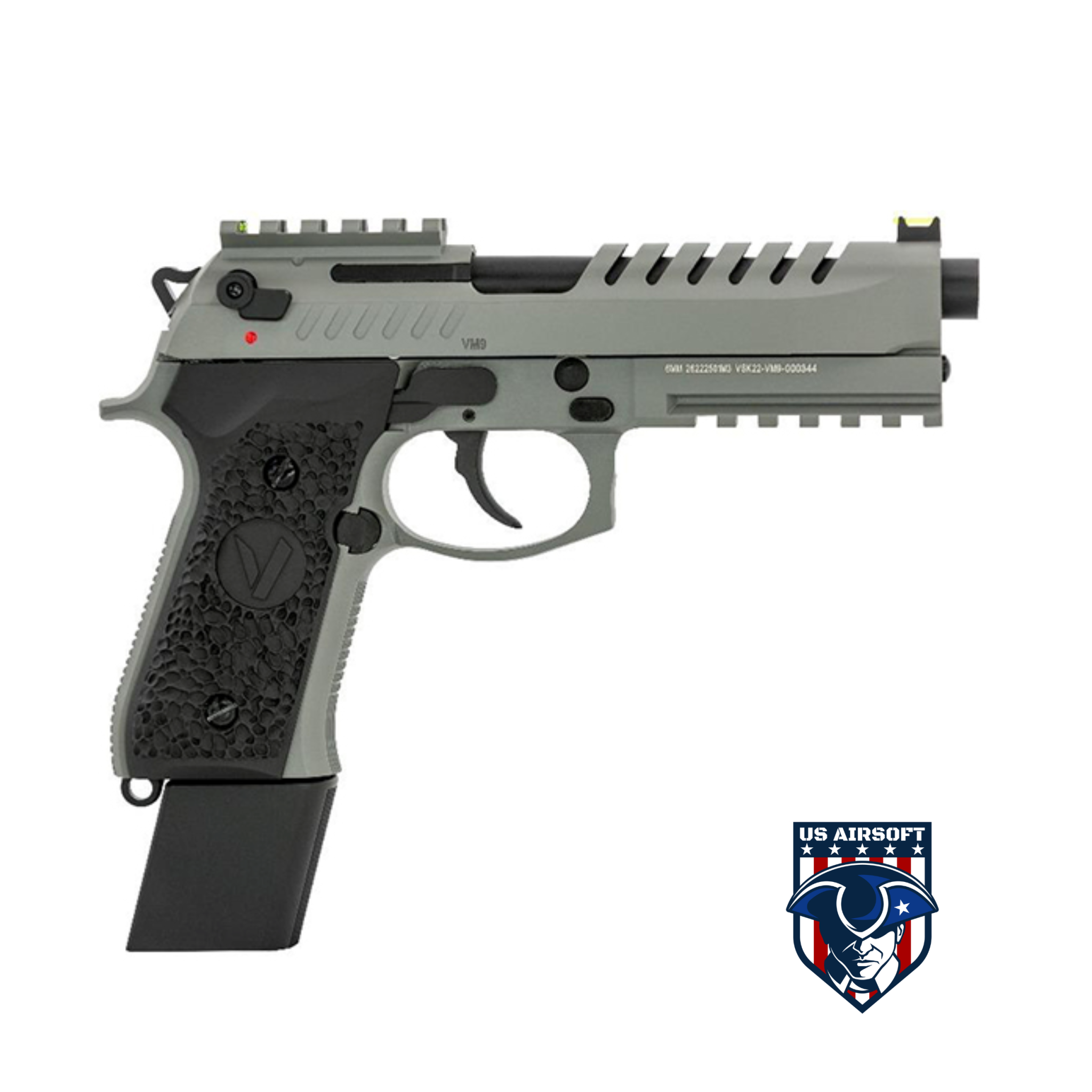 Vorsk Airsoft Tactical VM9 Gas Blowback Pistol - Grey - US Airsoft, Inc.