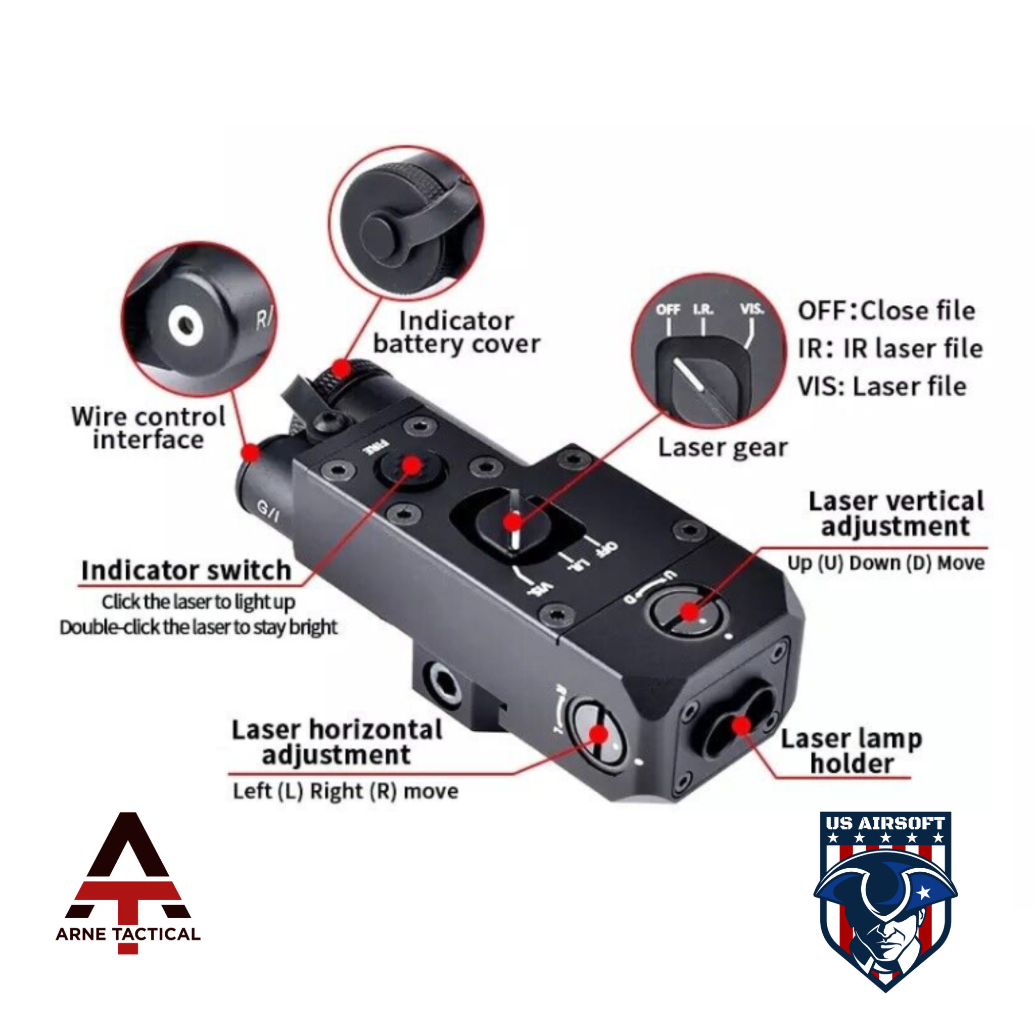 Arne Tactical Close Quarters Battle Laser (Green&IR Laser) Black - US ...