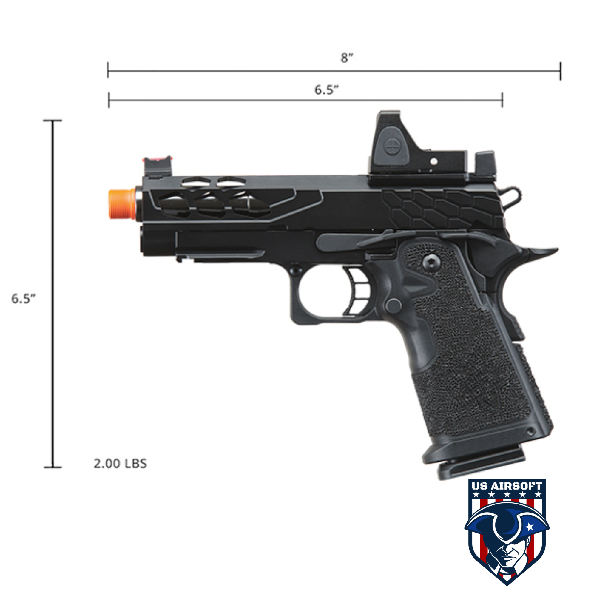 Lancer Tactical Stryk Hi-Capa 4.3 Gas Blowback Airsoft Pistol w/ Reflex ...