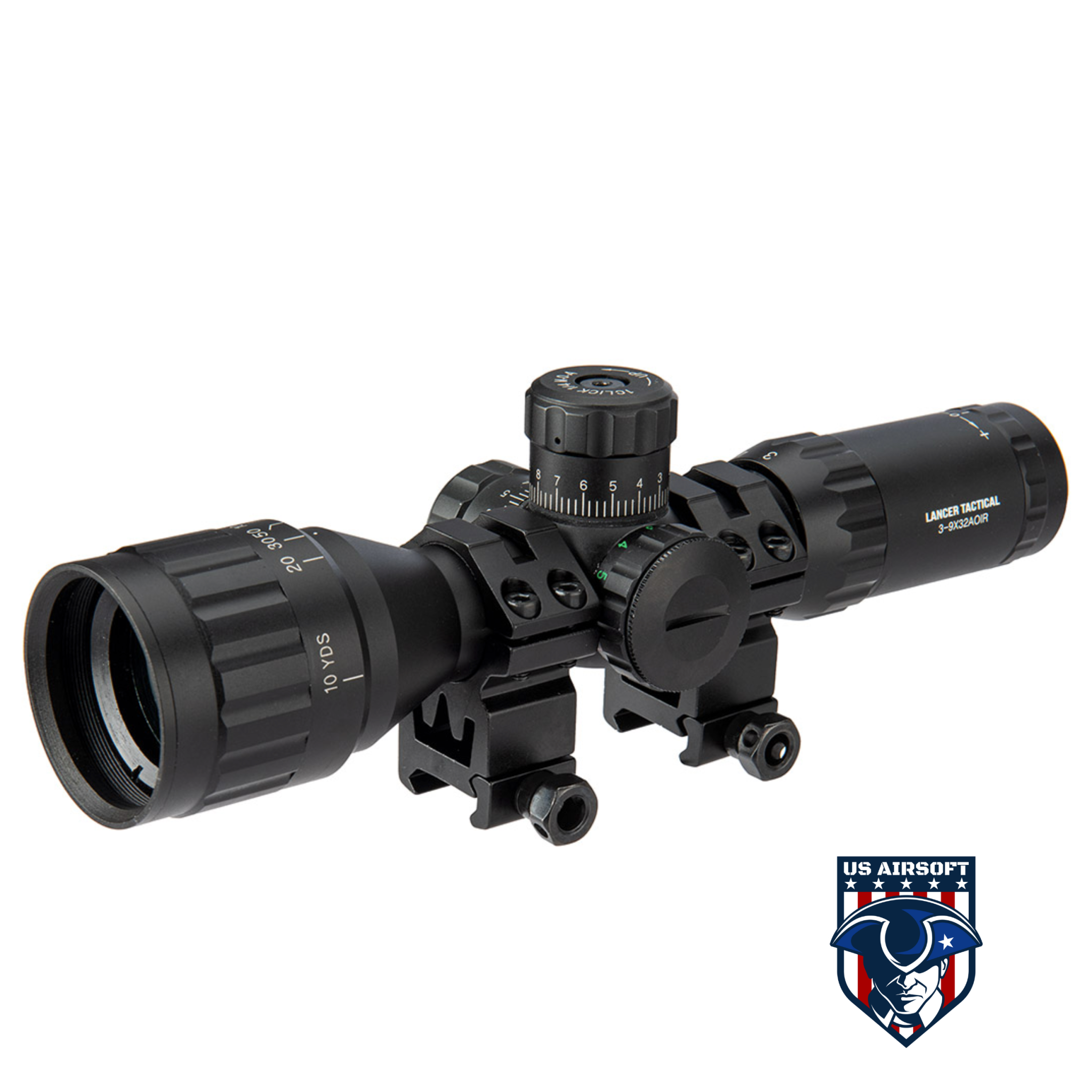 Lancer Tactical 3-9X32 AOIR Scope (Black) - US Airsoft, Inc.