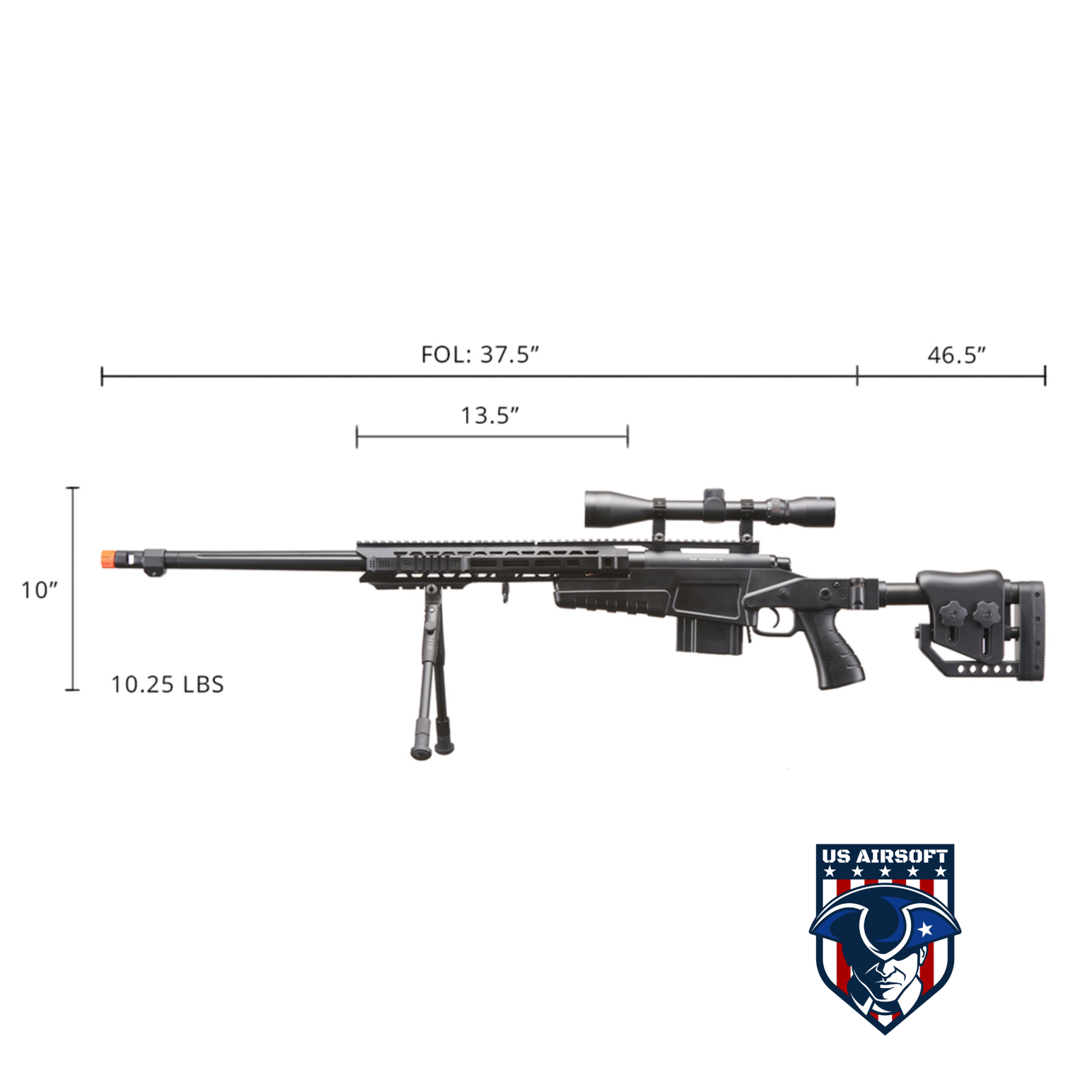 WellFire MB4419-2BAB Bolt Action Airsoft Sniper Rifle (Color: Black ...