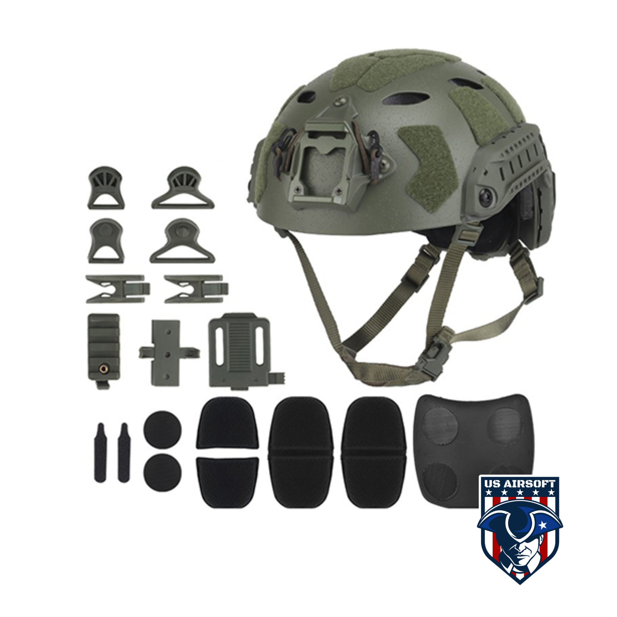 Tactical High Cut Airsoft Helmet Sandblasted Version - (OD Green) - US ...