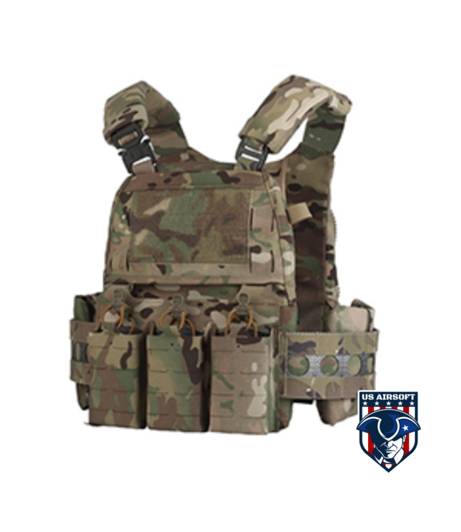 Plate Carrier Tactical Vest w/ Mag Pouches - (OD Green) - US Airsoft, Inc.