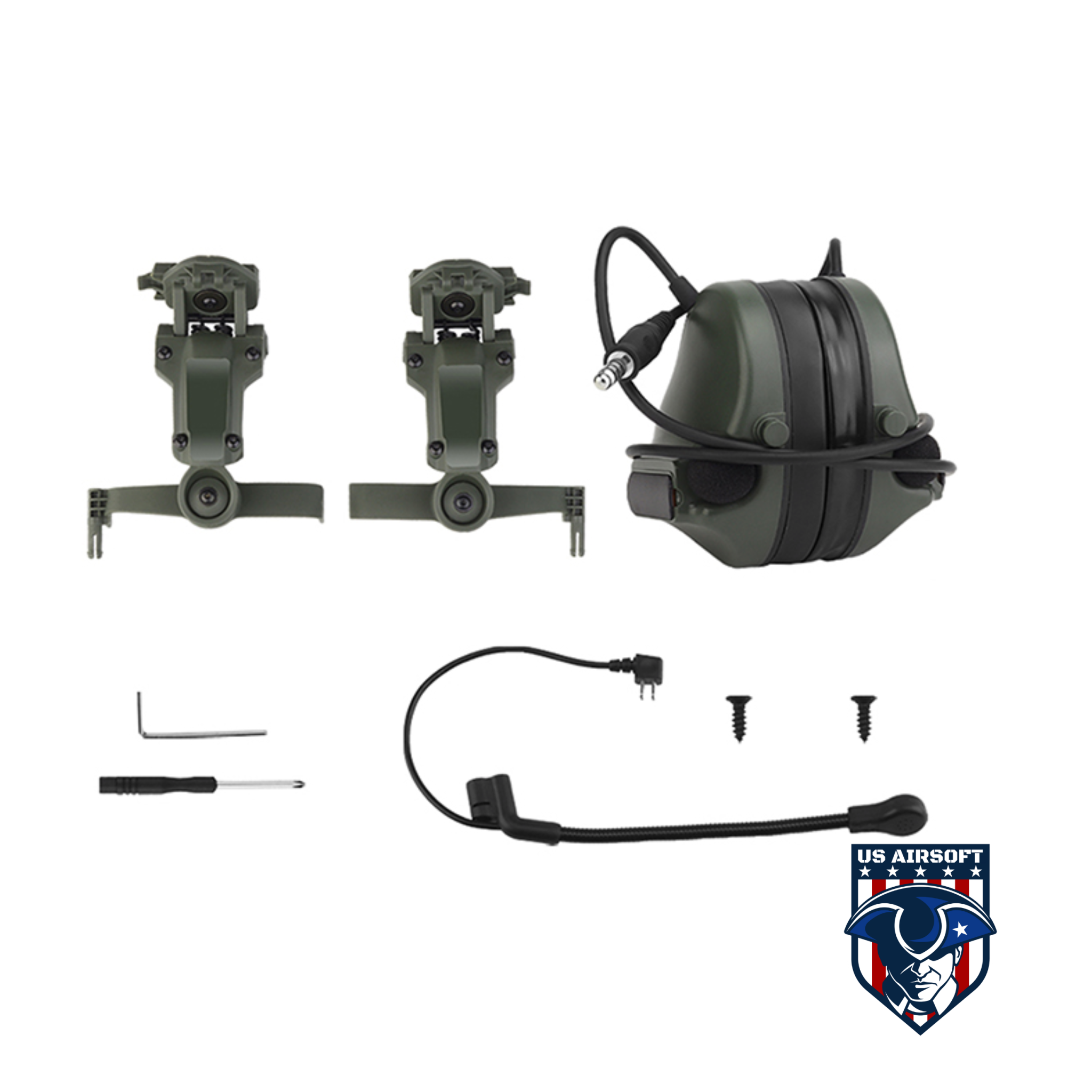 Airsoft C5 Tactical Communication Headset w/ Noise Reduction For Helmets - (OD) - US Airsoft, Inc.