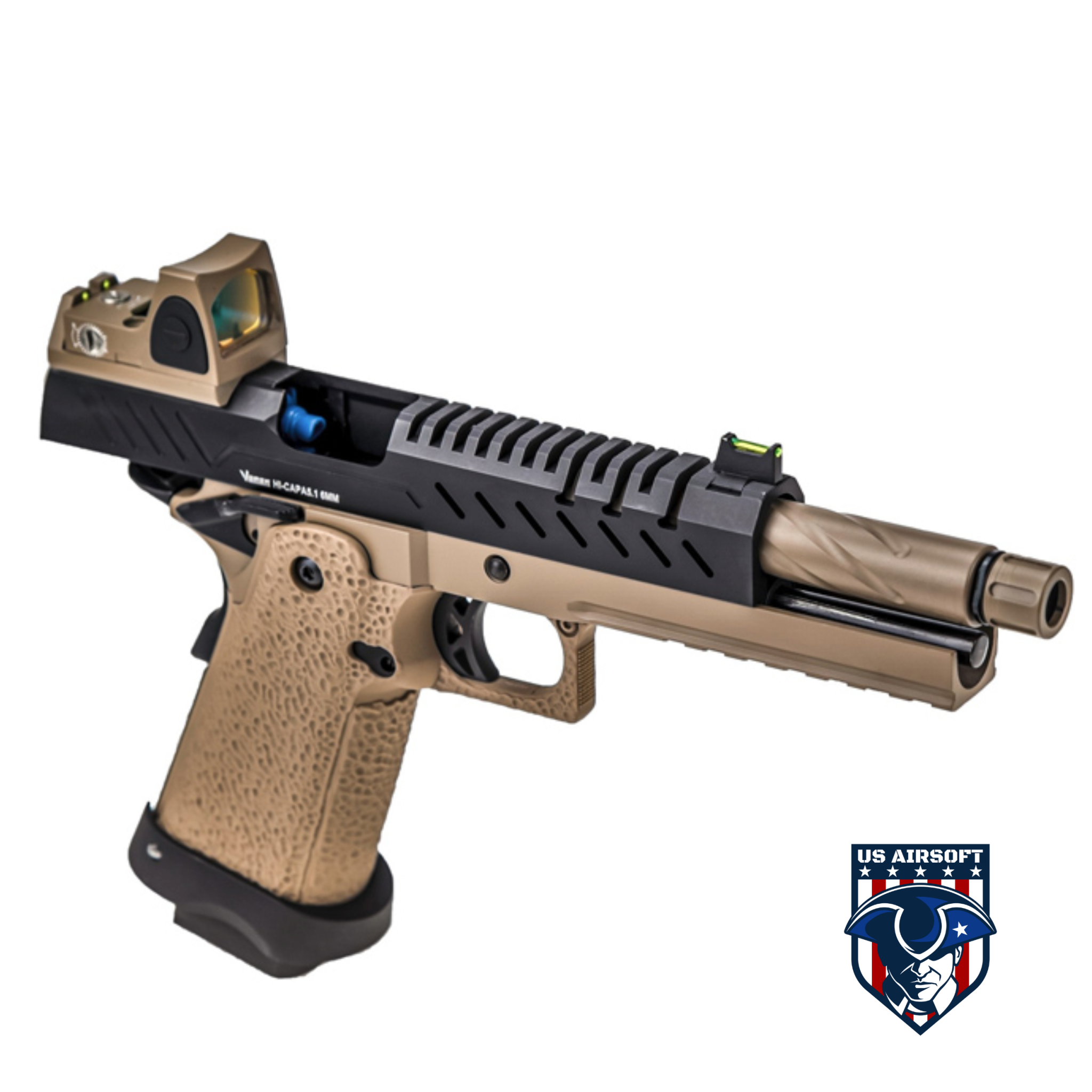 Vorsk Hi-Capa 5.1 GBB Pistol w/ Red Dot Sight - (Tan/Black) - US ...