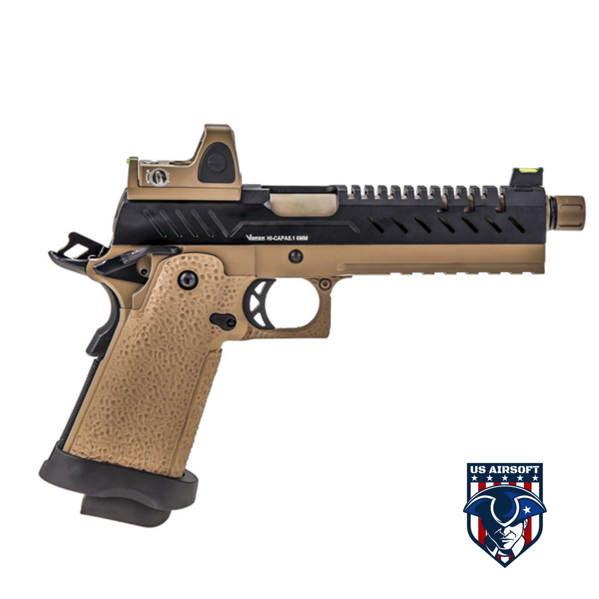 Vorsk Hi-Capa 5.1 GBB Pistol w/ Red Dot Sight - (Tan/Black) - US ...