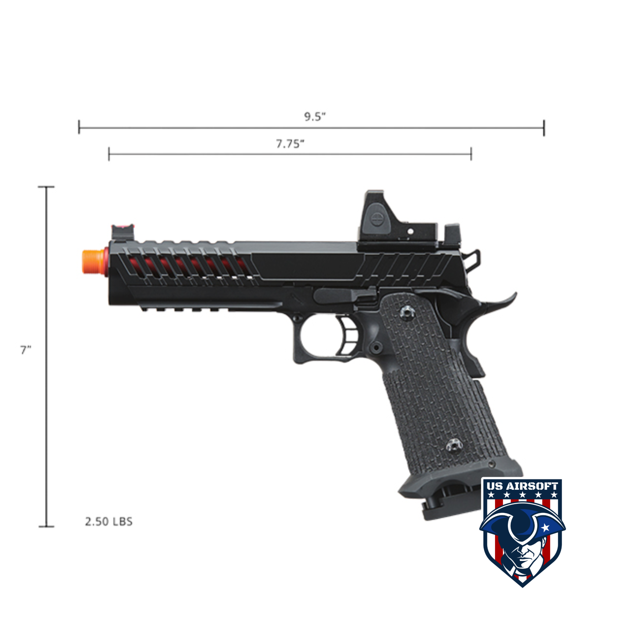 Lancer Tactical Knightshade Hi-Capa Gas Blowback Airsoft Pistol w ...