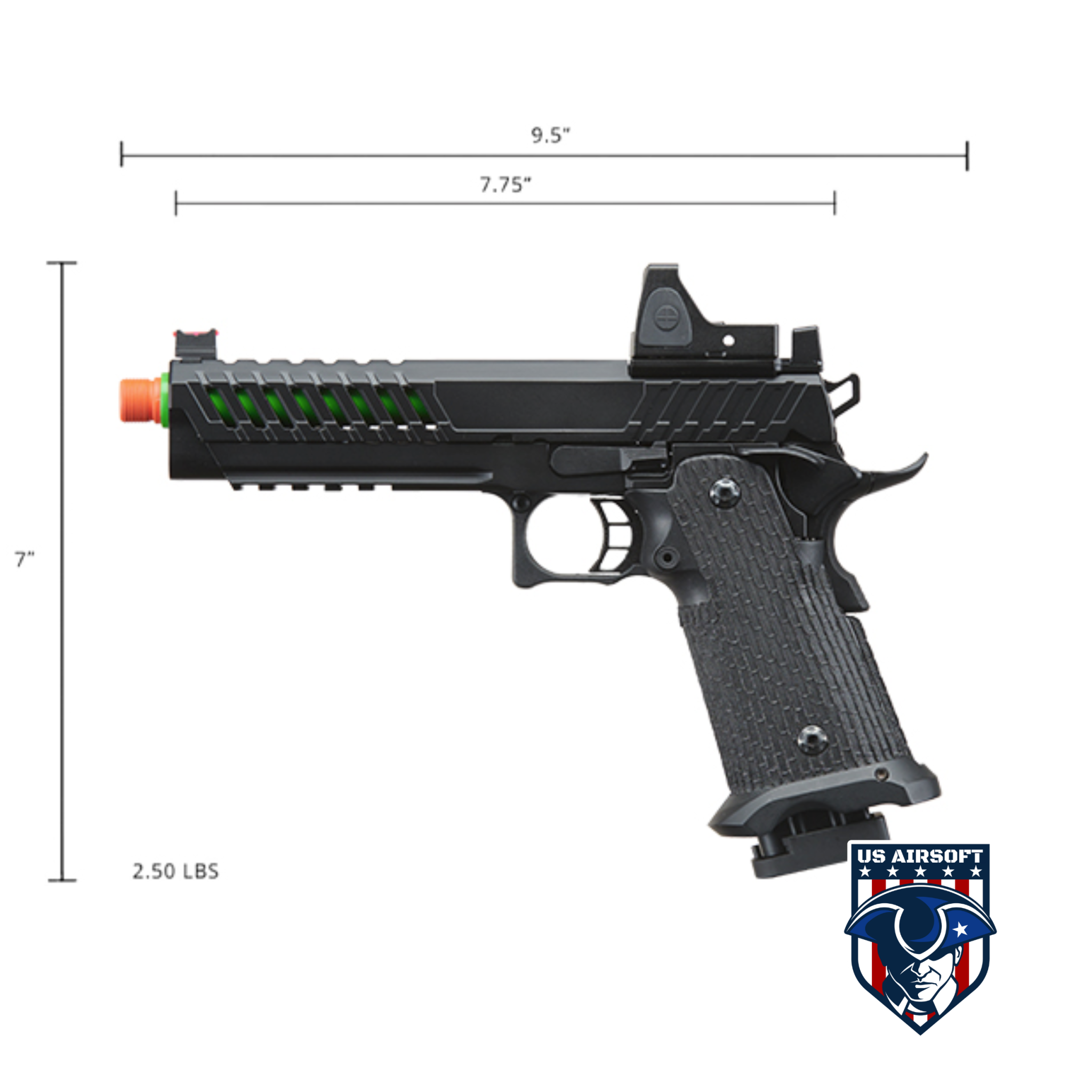 Lancer Tactical Knightshade Hi-Capa Gas Blowback Airsoft Pistol w ...