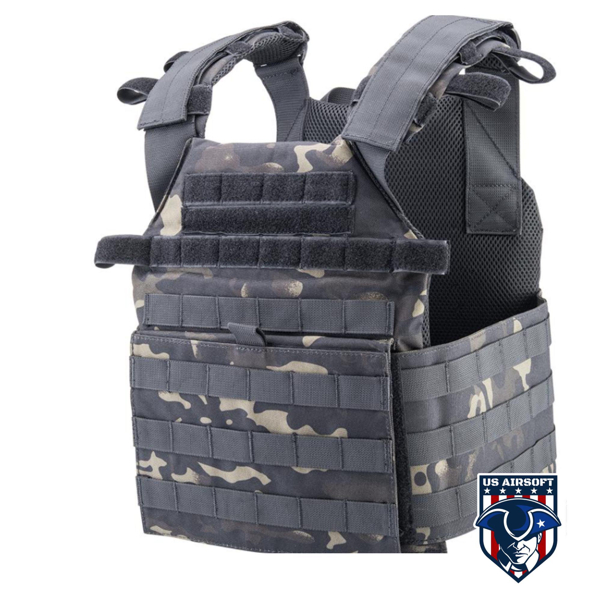 Matrix Assault Recon Plate Carrier (Color: Black Camo) - US Airsoft, Inc.