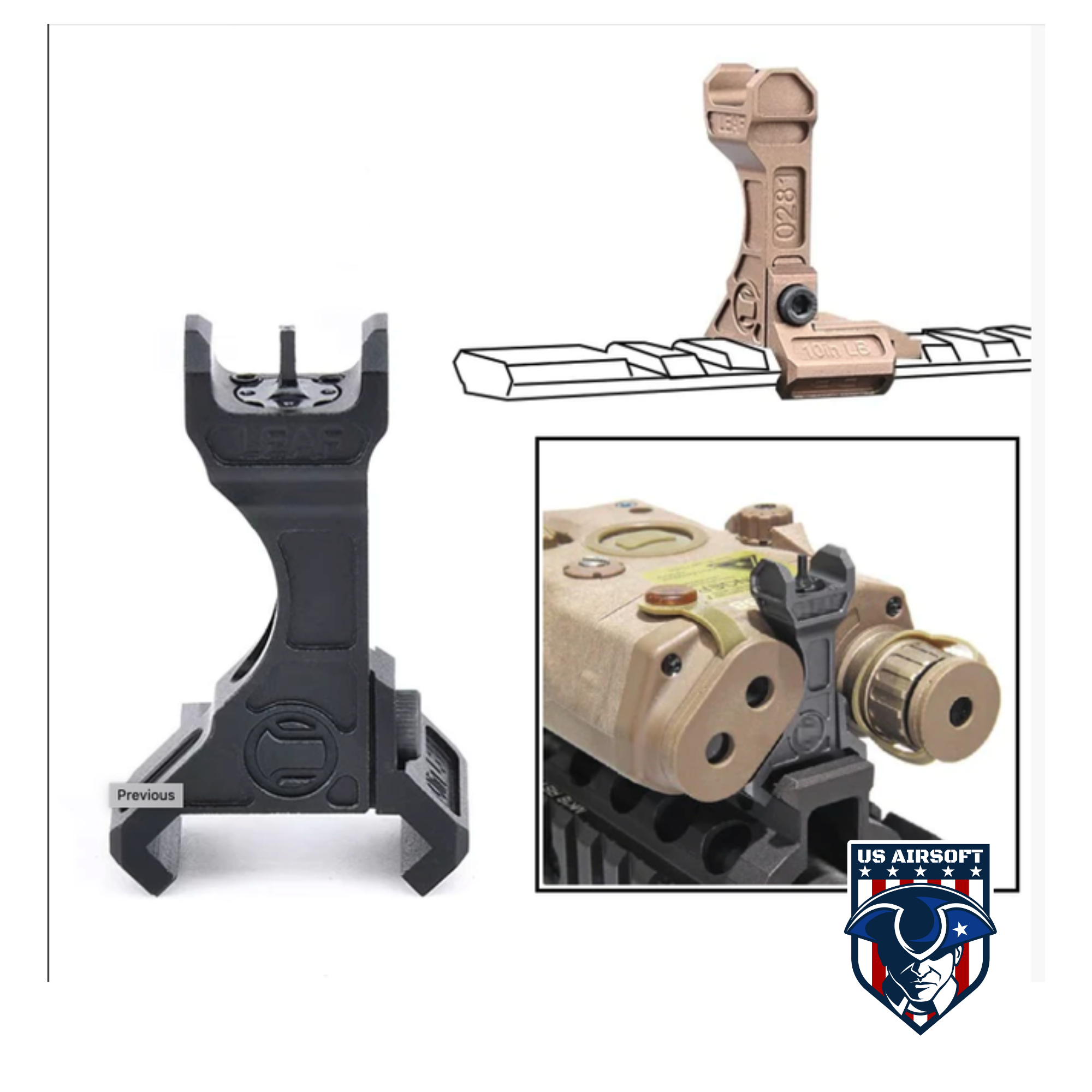 Arne Tactical LEAF CNC Rail Mount Flip Backl Up Sight for PEQ15 BLK ...