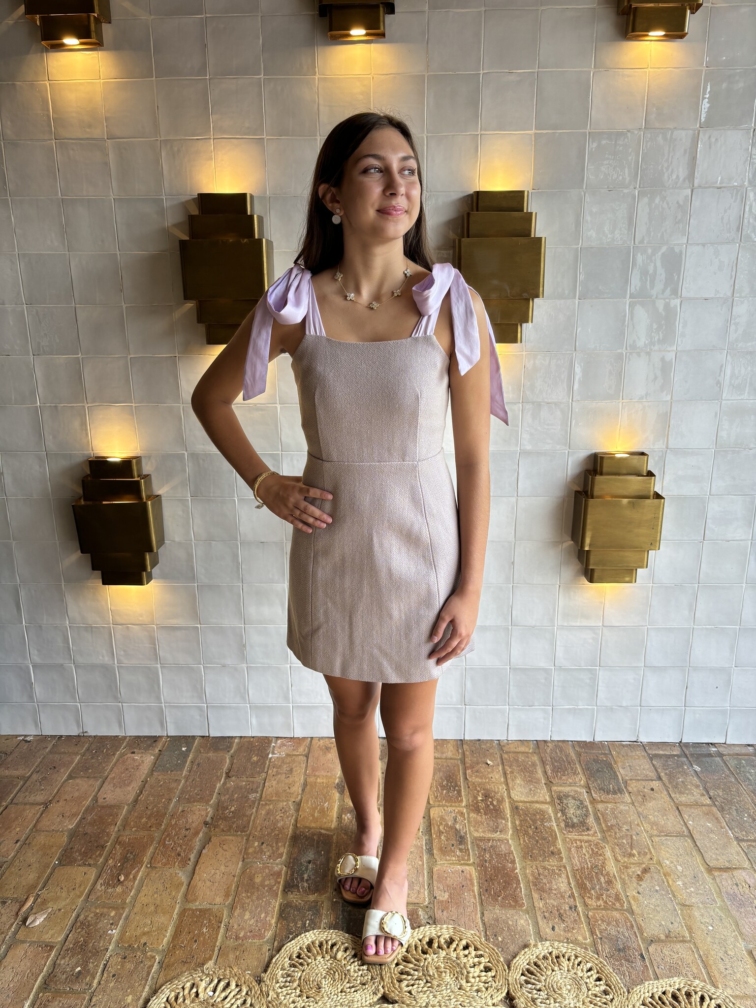 Koch- Stella Dress- Lilac Herringbone - Dukes Online