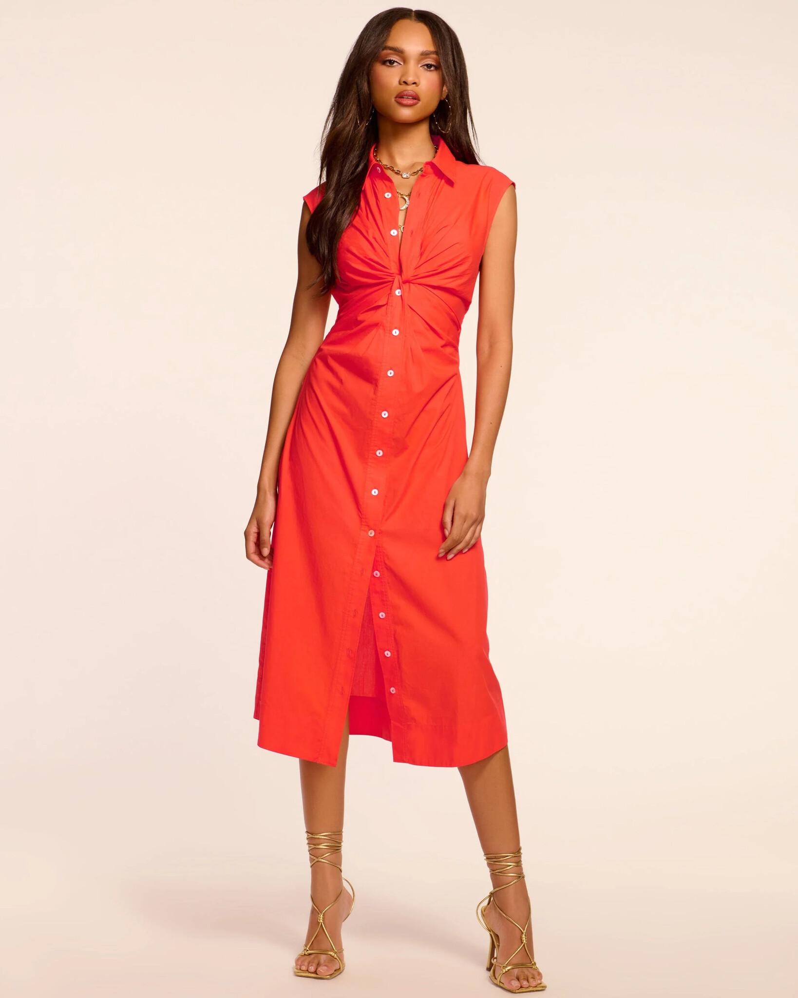Ramy Brook- Mihal Cotton Poplin Midi Dress- Bright Lily - Dukes Online