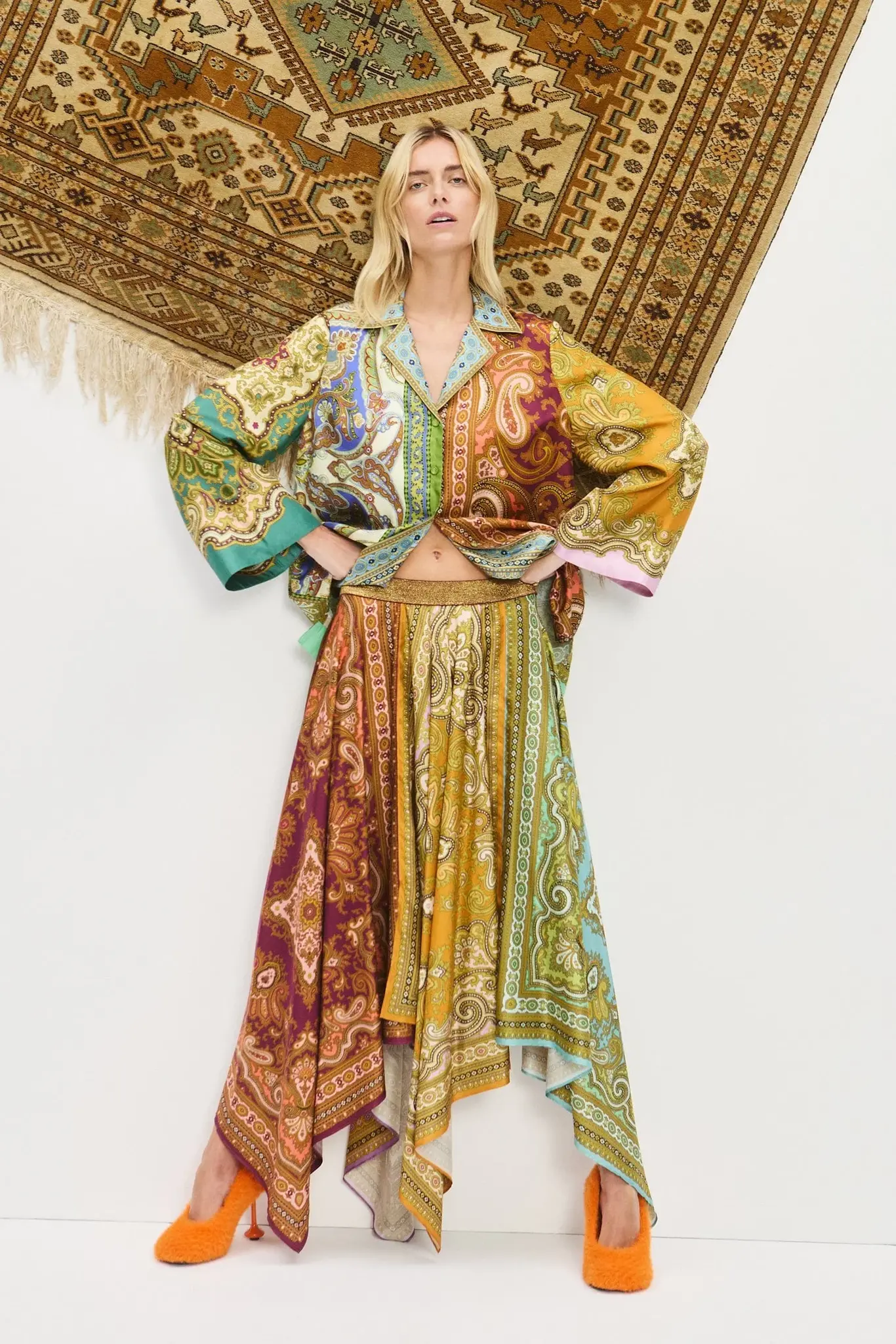 Alemais- CLEMENZA SPLICED SCARF SILK SKIRT- Multi - Dukes Online