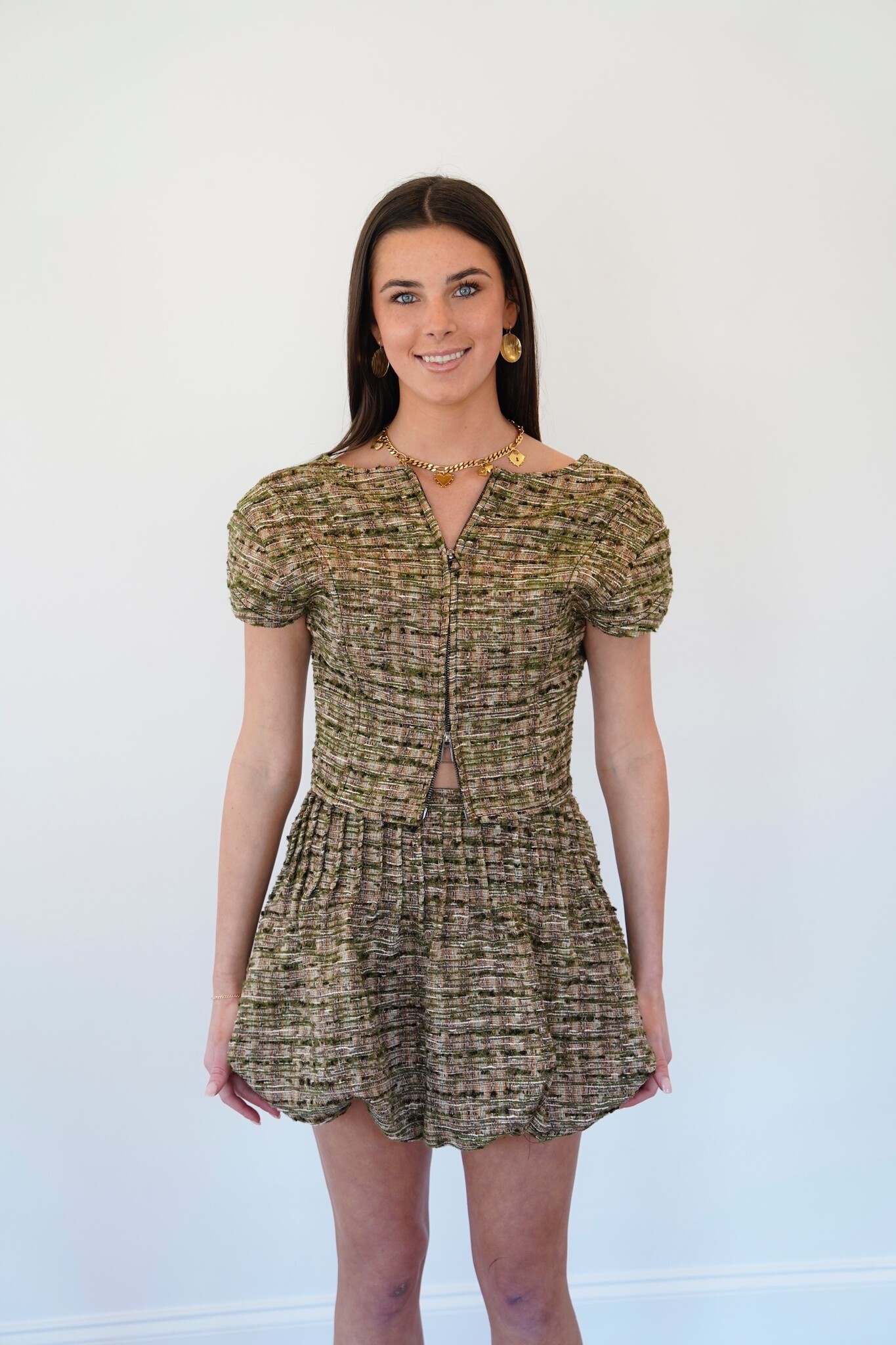 SHUG- Layla Bubble Skirt- Olive - Dukes Online