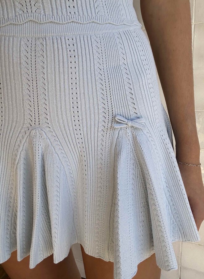 Love Shack Fancy- Meryl Skirt- Icicle Blue - Dukes Online
