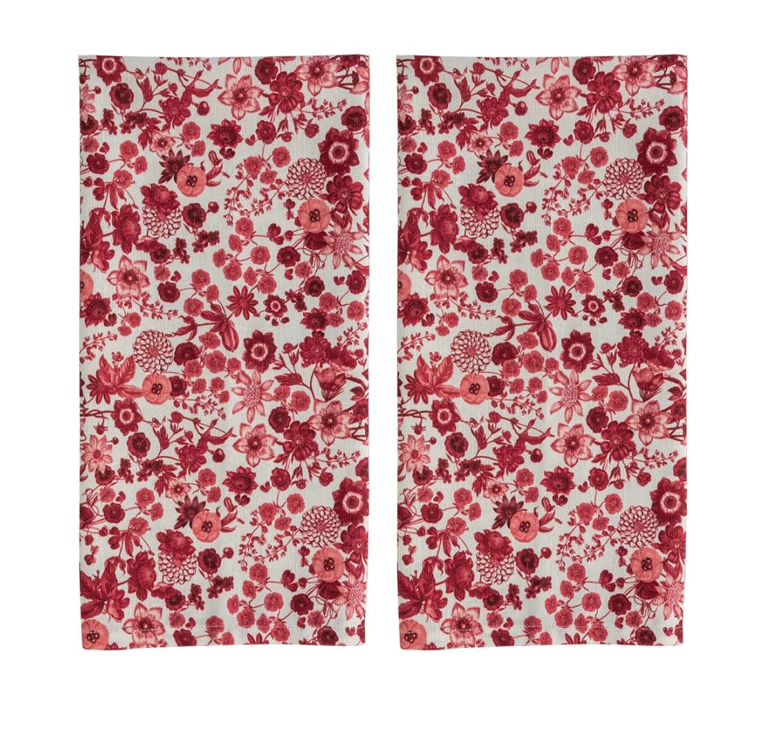Juliska Field of Flowers Ruby Kitchen Towels Set of 2 - Judy At The Rink
