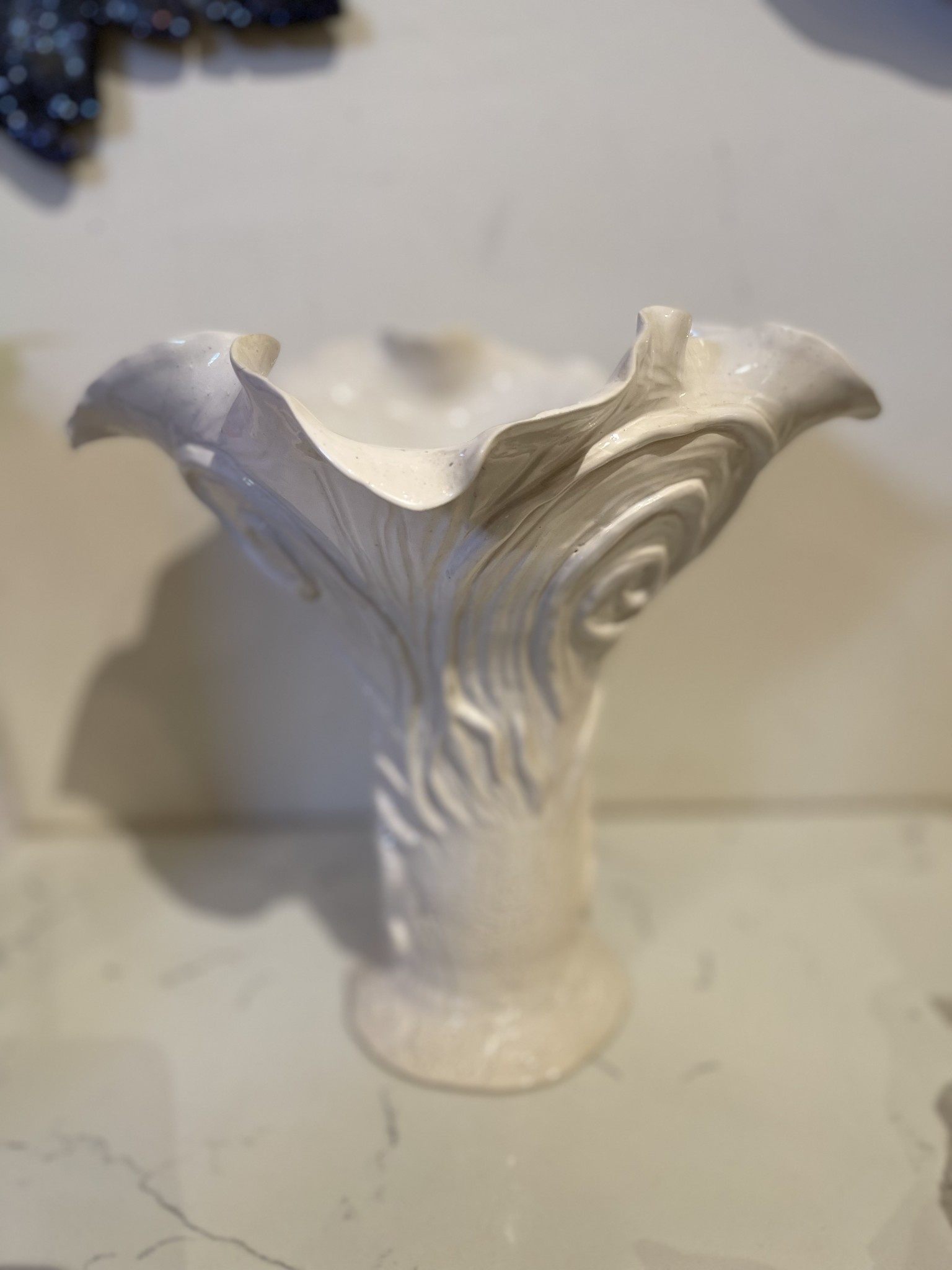 Anna Bernard Wide Ceramic White Vase Consignment - Judy At The Rink