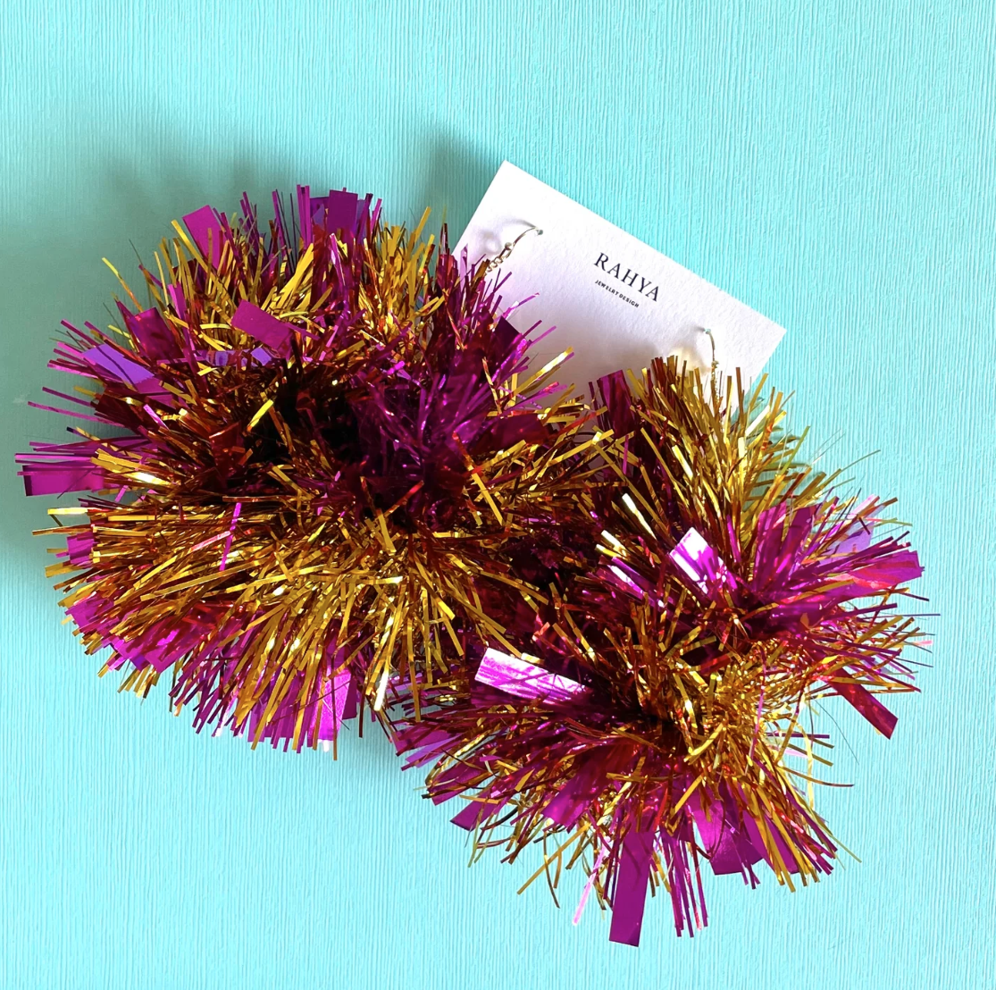 Rahya Jewelry Design Fuchsia & Gold Mixed Pom Pom Earrings - Judy At ...