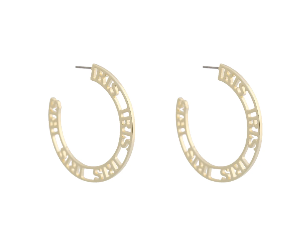 Rahya Jewelry Design Iris Profile Wide Logo Hoop Earrings Medium - Judy ...