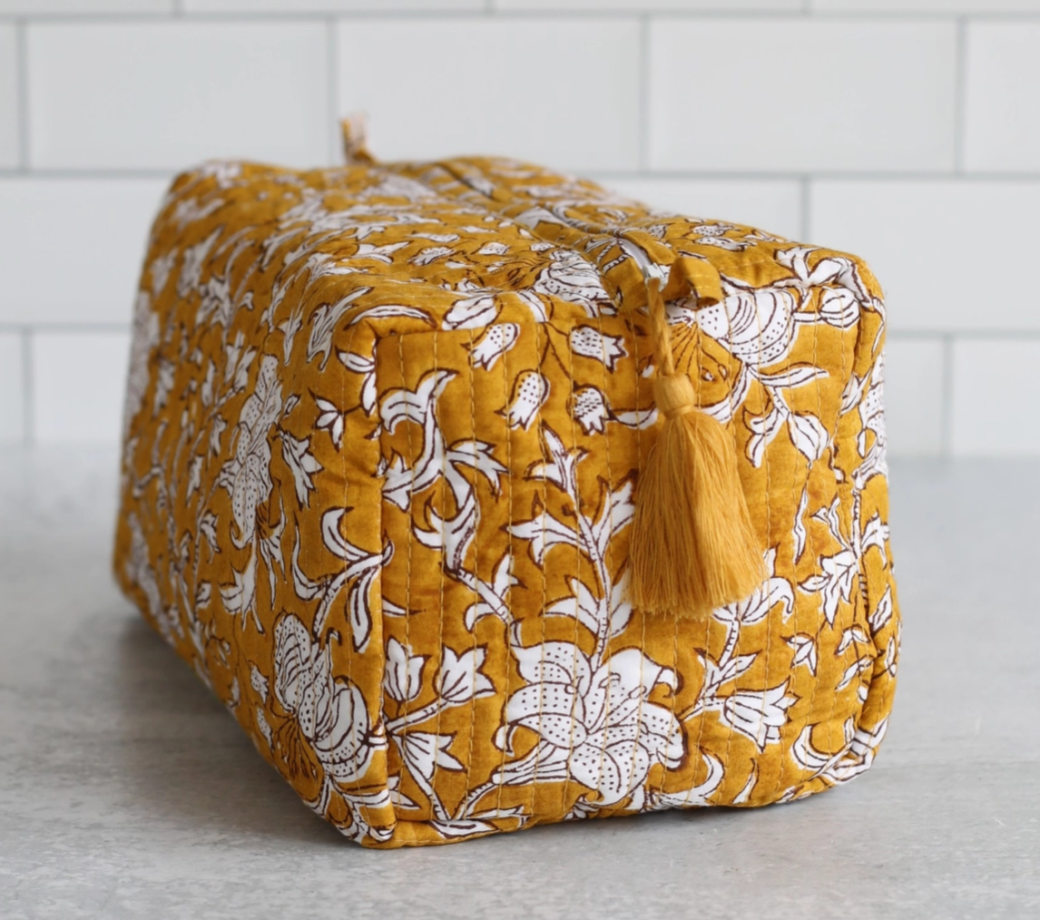 Pacific & Rose Textiles Cosmetic Bag Pacho Saffron Floral - Judy At The ...