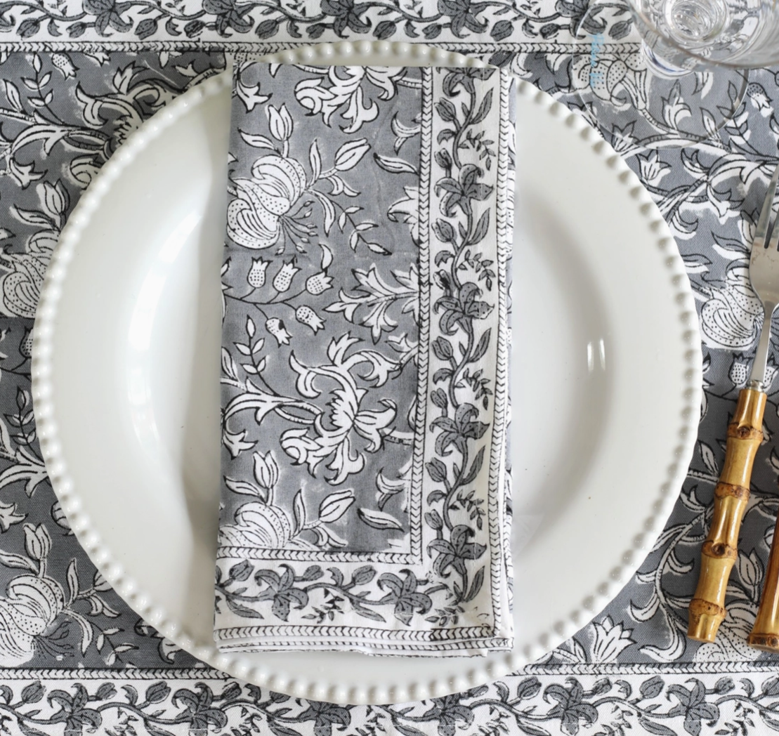 Pacific & Rose Textiles Napkin Pacho Slate Floral, Set of 4 - Judy At ...