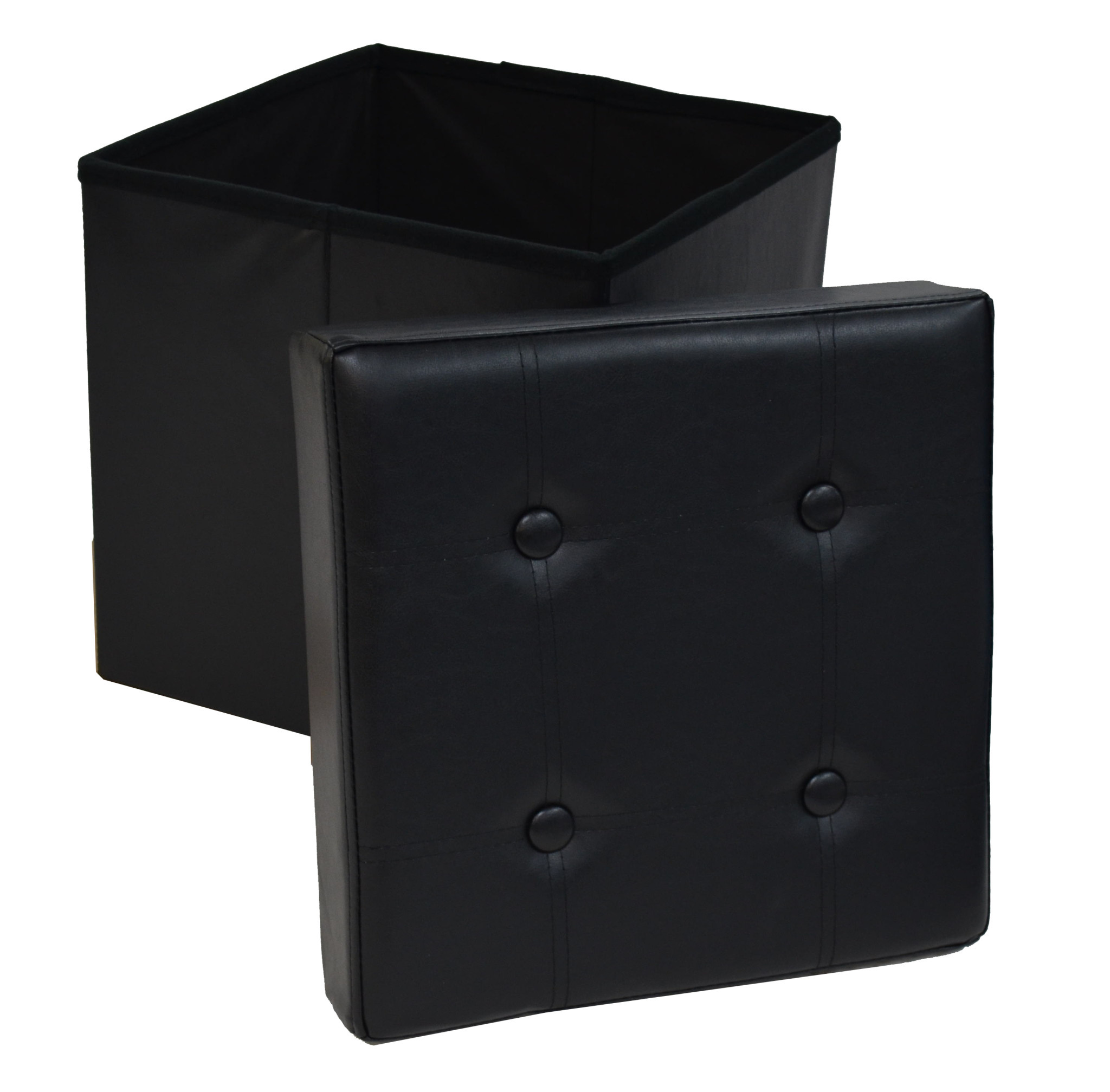Black Square Folding Ottoman - MAISON CAPLAN