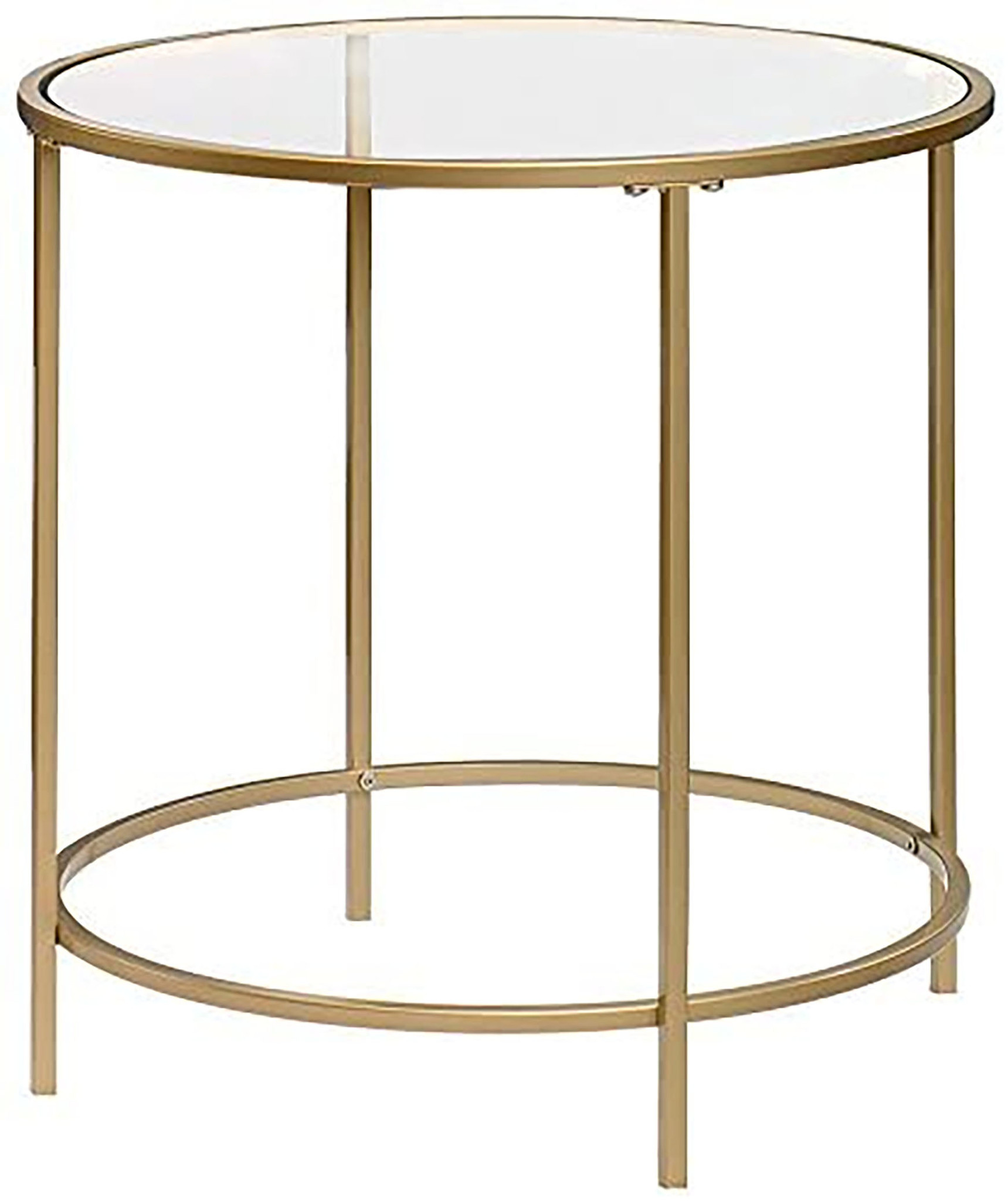 ROUND GLASS SIDE TABLE, GOLD - MAISON CAPLAN