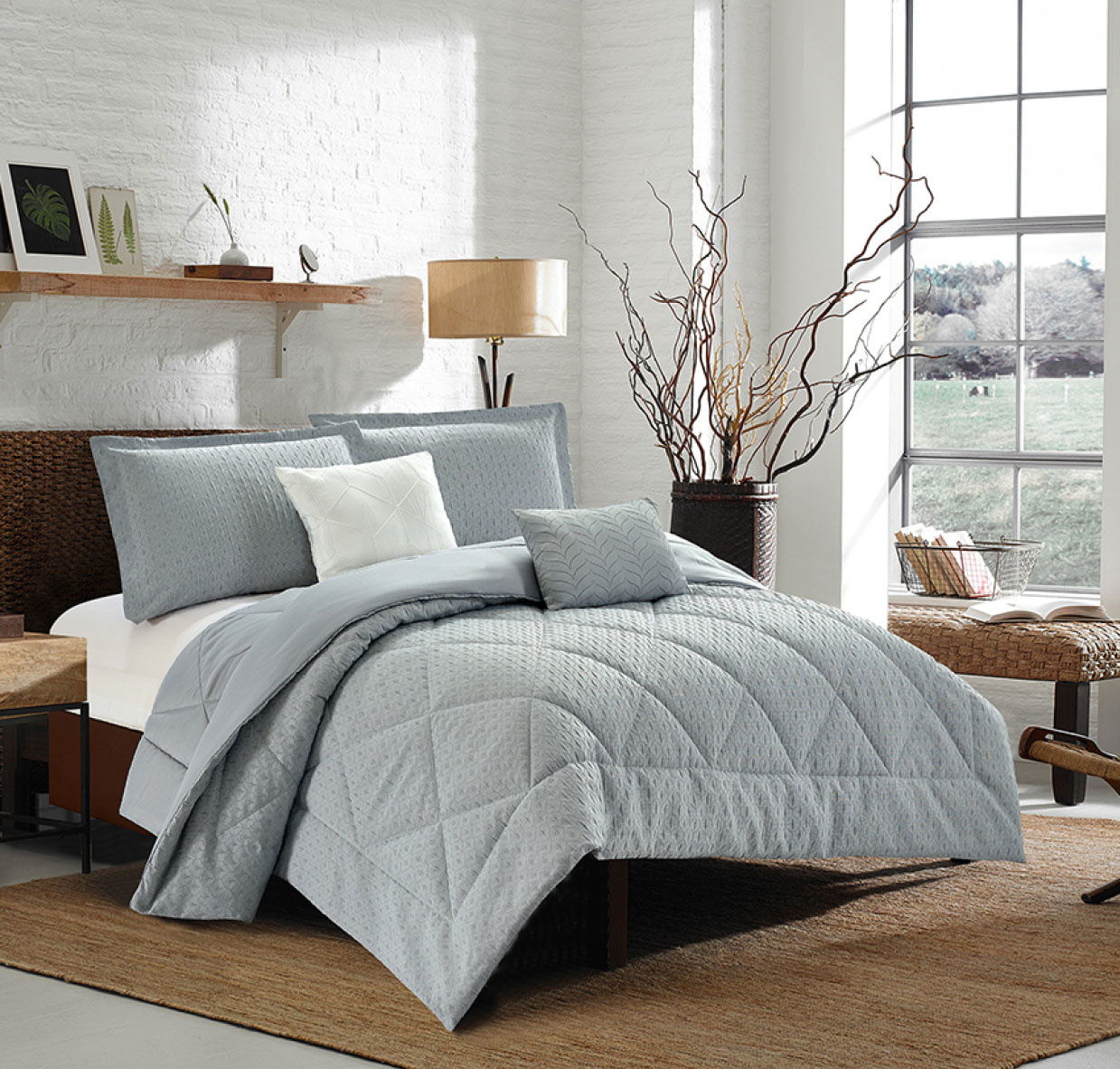 AMELIA 5pc Jacquard Comforter Set, Queen Size - MAISON CAPLAN