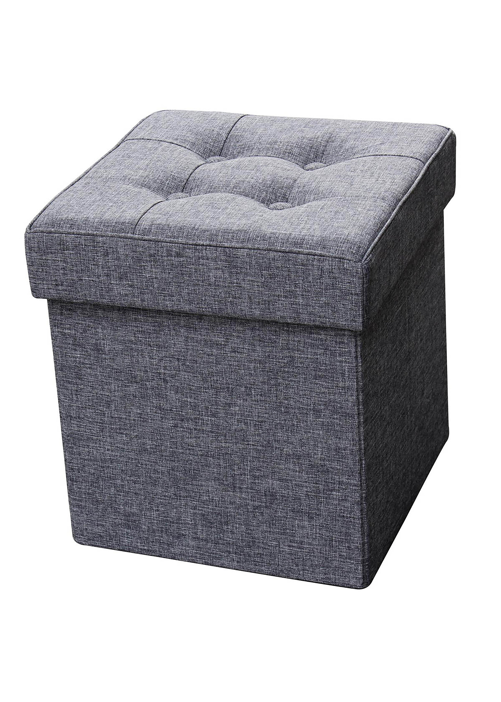 Grey Square Folding Fabric Storage Ottoman - MAISON CAPLAN