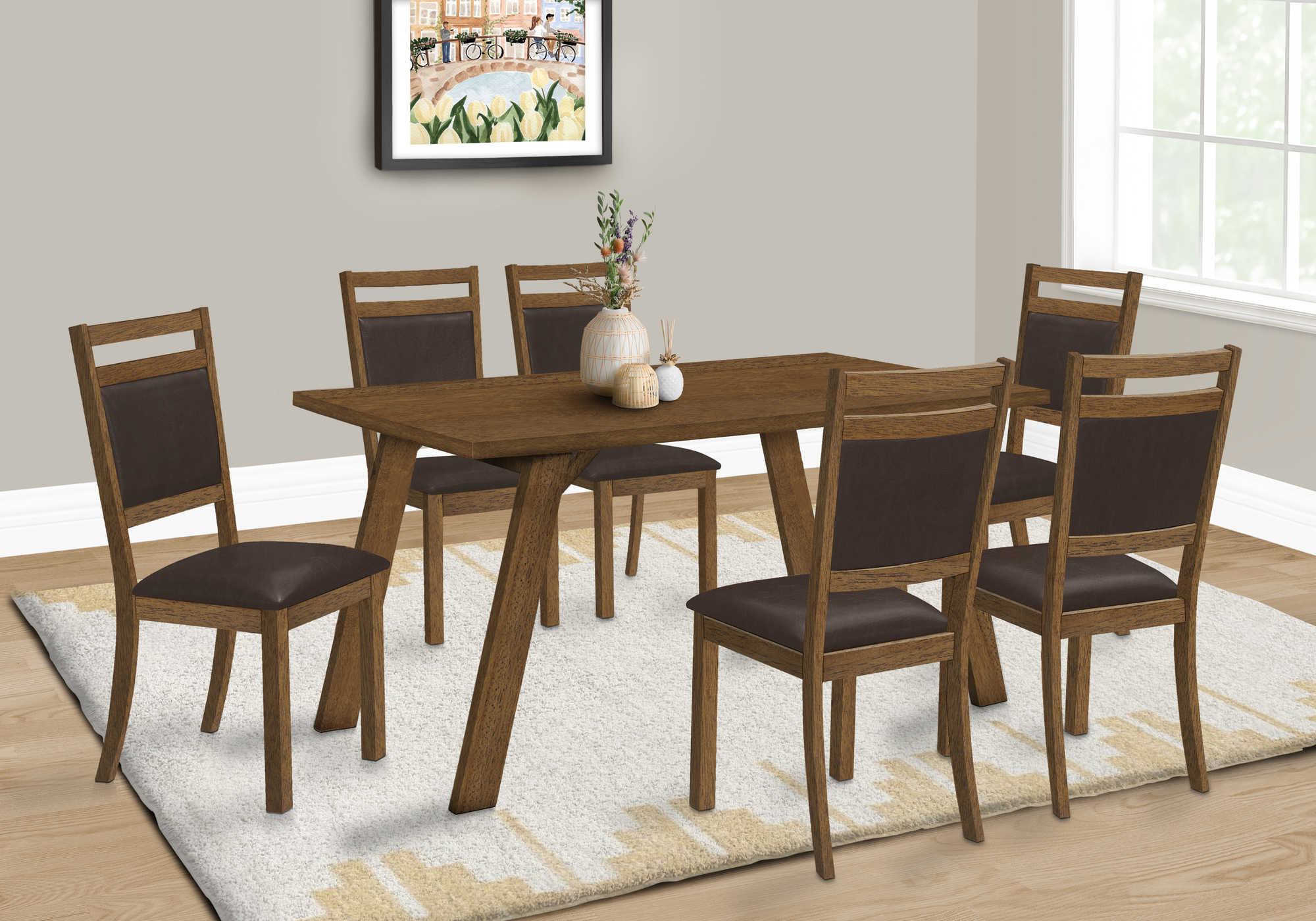 MONARCH I1315 DINING TABLE - BROWN WALNUT VENEER 36X60IN / 91x152CM ...